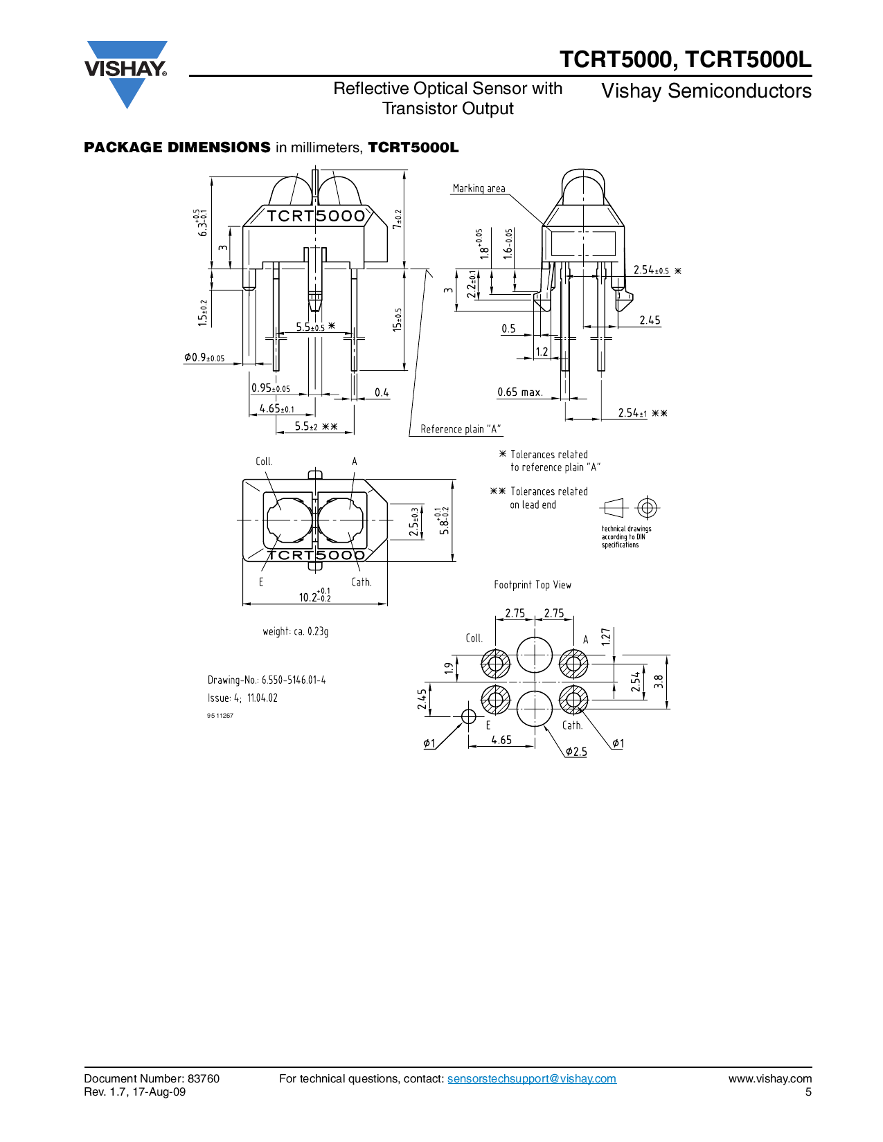 TCRT5000L_（VISHAY(威世)）TCRT5000L中文资料_价格_PDF手册-立创电子商城