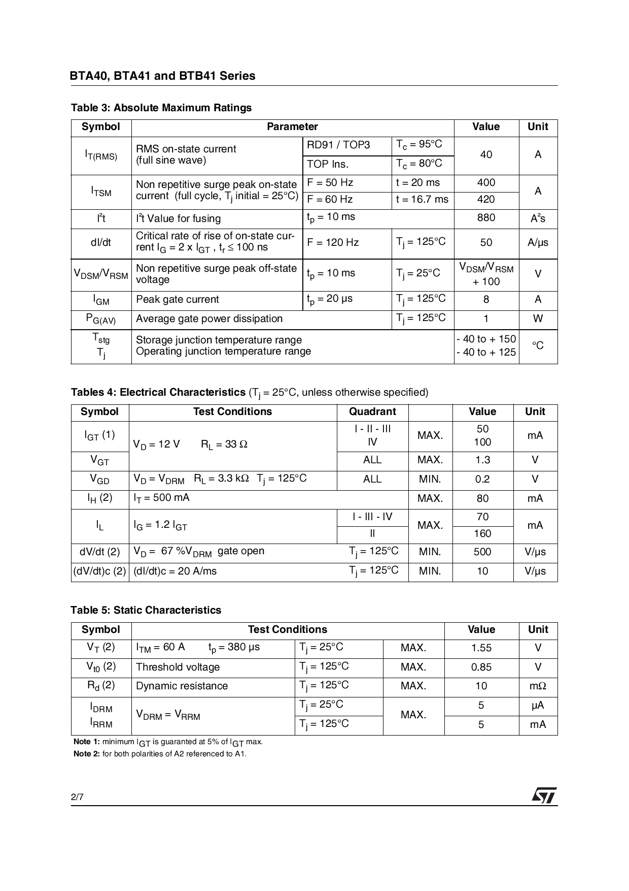 BTA40-600B_（ST(意法半导体)）BTA40-600B中文资料_价格_PDF手册-立创电子商城