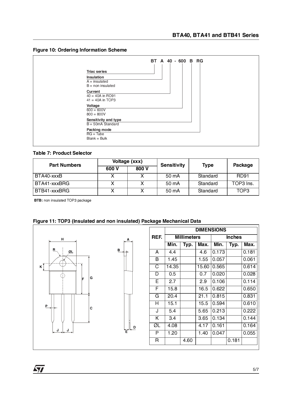 BTA40-600B_（ST(意法半导体)）BTA40-600B中文资料_价格_PDF手册-立创电子商城