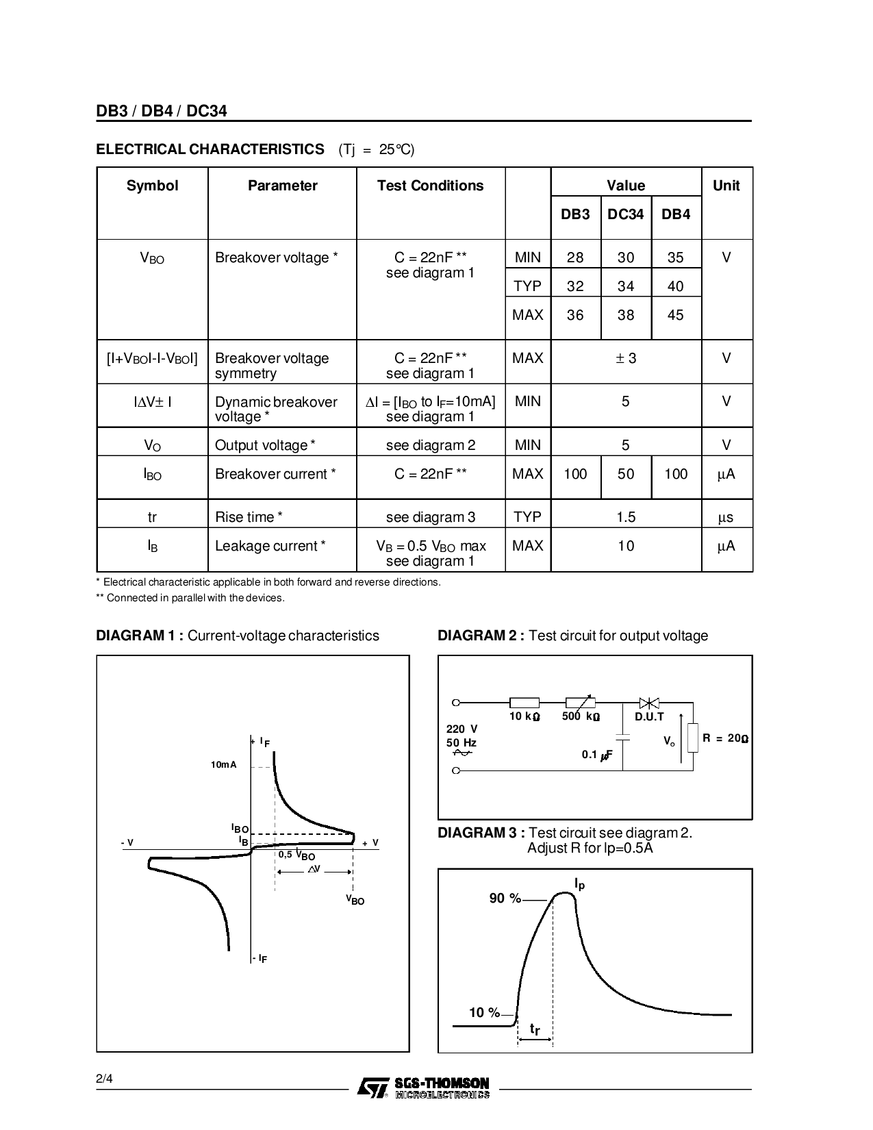 DB3_（ST(意法半导体)）DB3中文资料_价格_PDF手册-立创电子商城