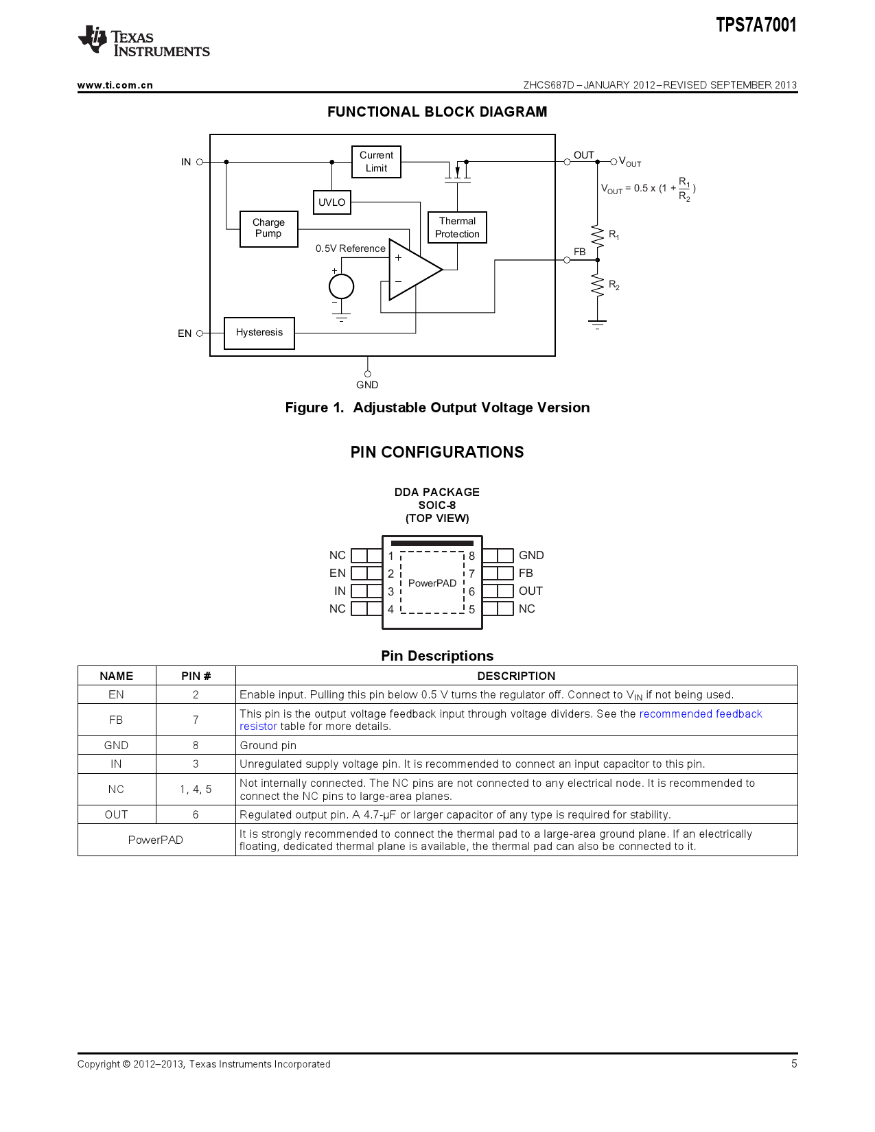 TPS7A7001DDAR_（TI(德州仪器)）TPS7A7001DDAR中文资料_价格_PDF手册-立创电子商城