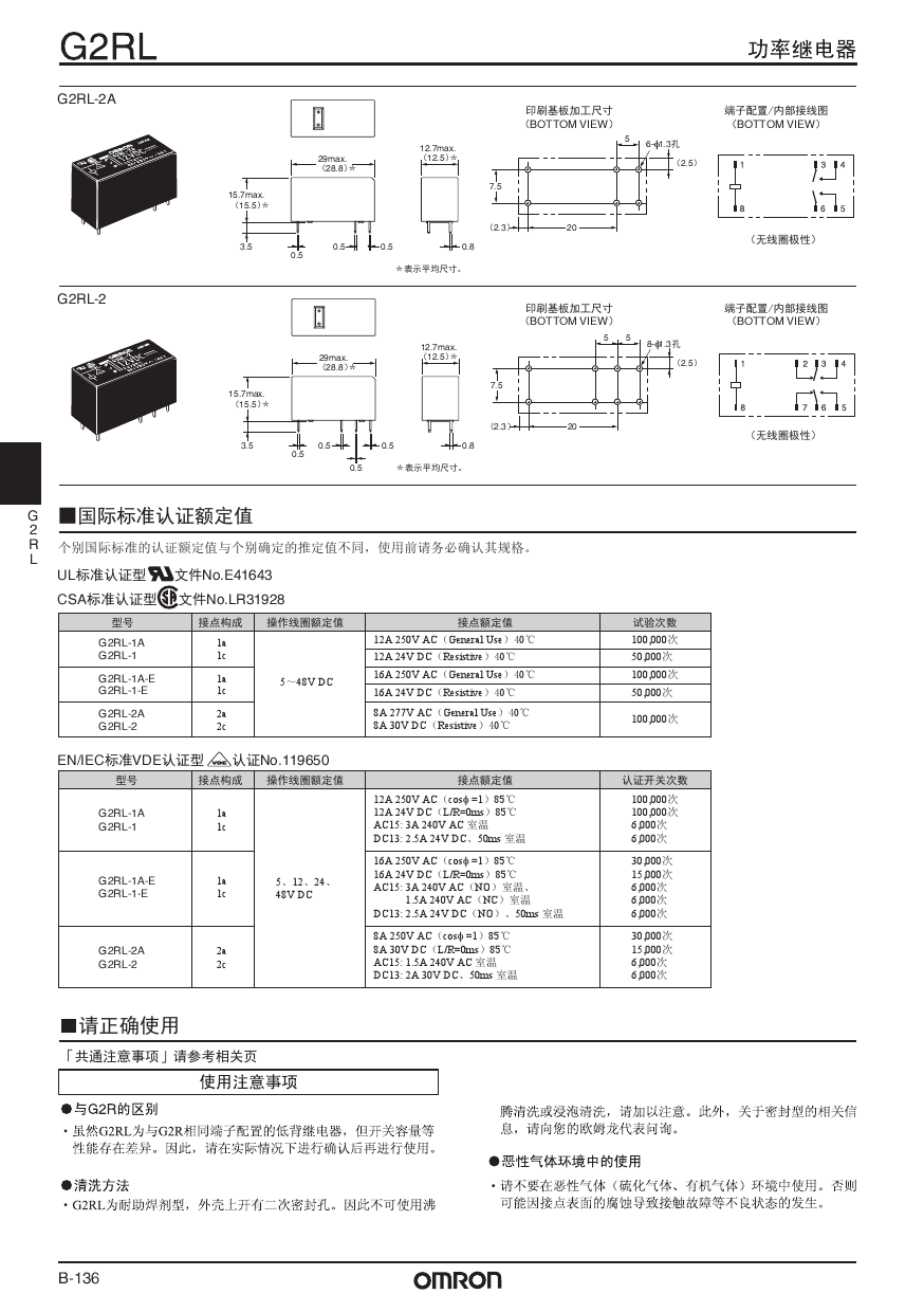 G2RL-2-DC12_（OMRON(欧姆龙)）G2RL-2-DC12中文资料_价格_PDF手册-立创电子商城
