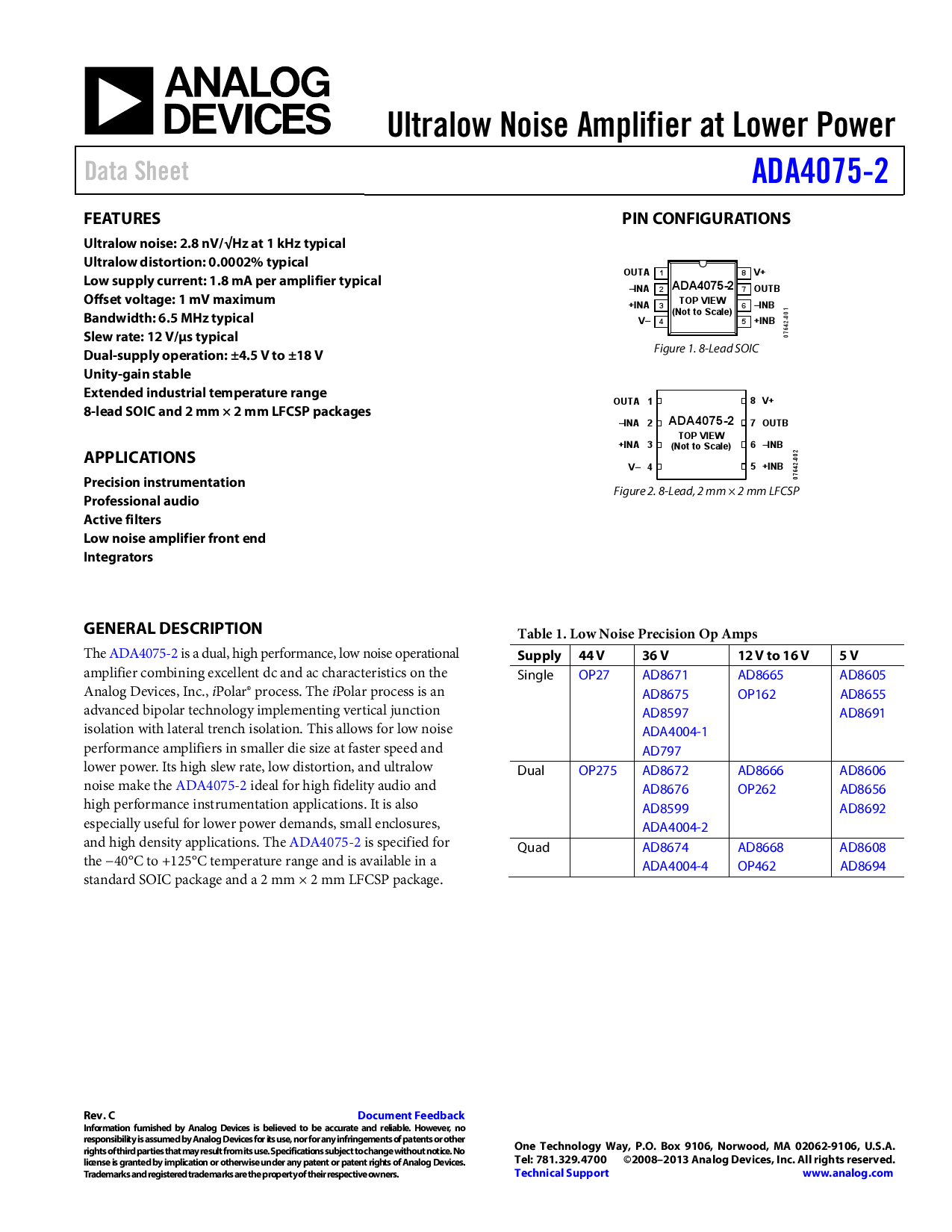 ADA4075-2ACPZ-R7_（ADI(亚德诺)/LINEAR(凌特)）ADA4075-2ACPZ-R7中文资料_价格_PDF手册-立创电子商城