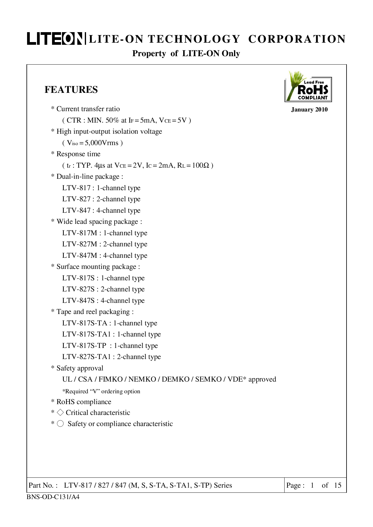 LTV-817-A_（LITEON(光宝)）LTV-817-A中文资料_价格_PDF手册-立创电子商城