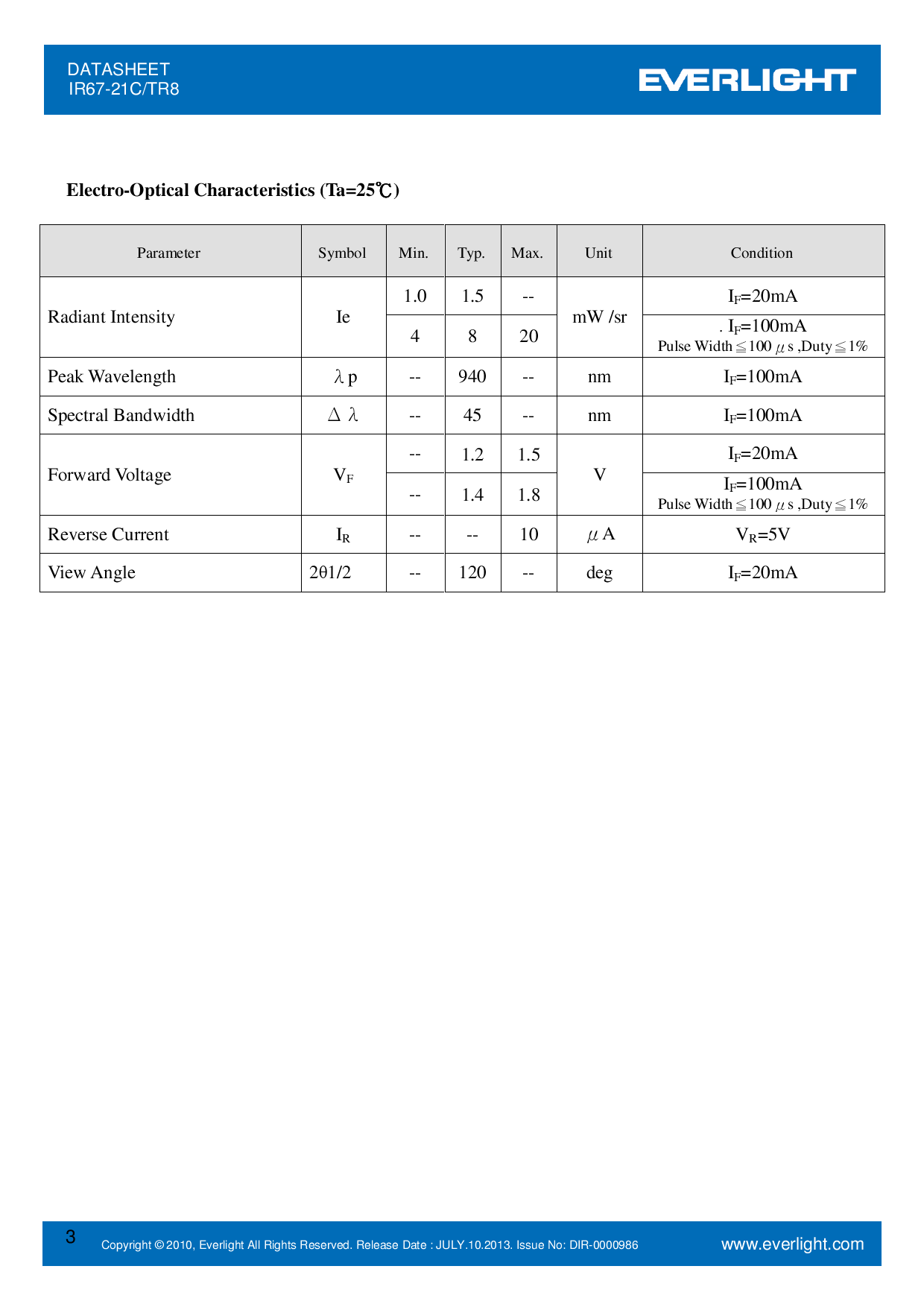IR67-21C/TR8_（EVERLIGHT(亿光)）IR67-21C/TR8中文资料_价格_PDF手册-立创电子商城