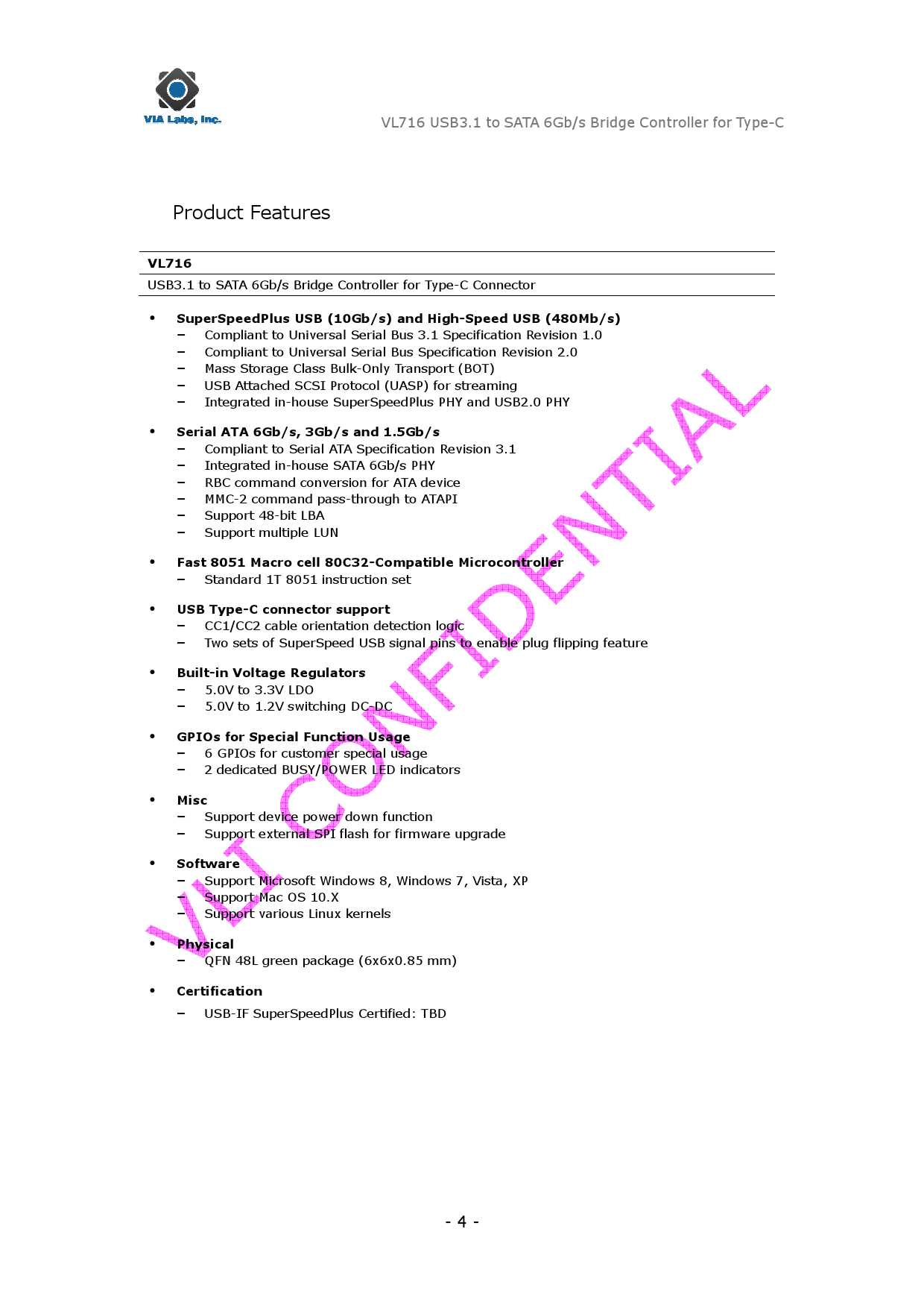 VL716-Q4_（VIA(台湾威盛电子)）VL716-Q4中文资料_价格_PDF手册-立创电子商城