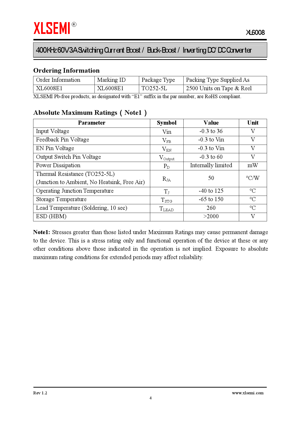 XL6008E1_（XLSEMI(芯龙)）XL6008E1中文资料_价格_PDF手册-立创电子商城