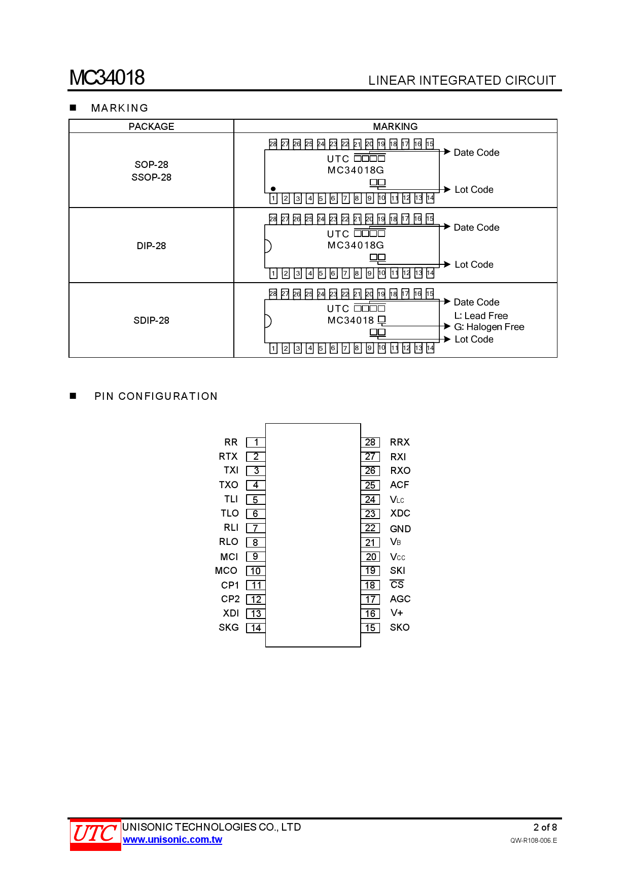 MC34018G-S28-R_（UTC(友顺)）MC34018G-S28-R中文资料_价格_PDF手册-立创电子商城