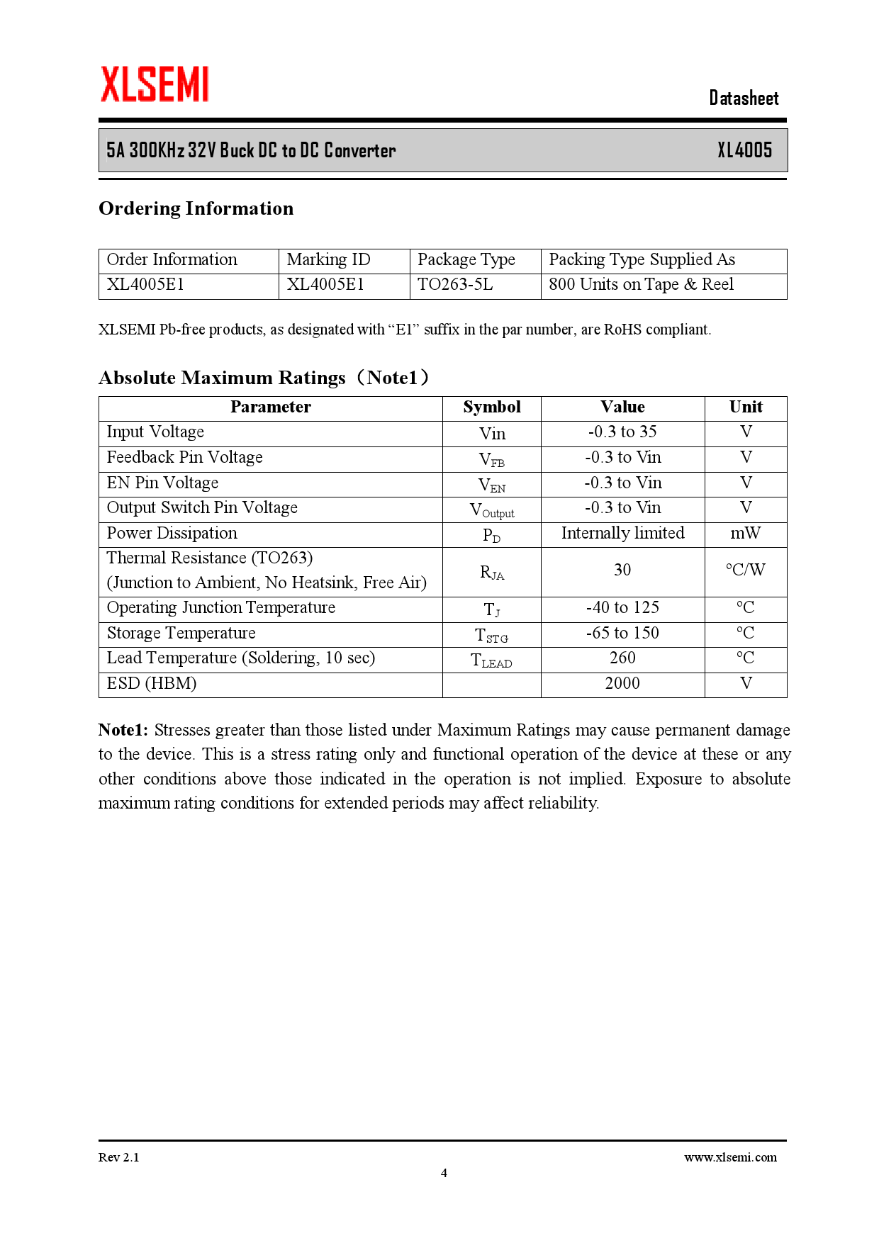 XL4005E1_（XLSEMI(芯龙)）XL4005E1中文资料_价格_PDF手册-立创电子商城