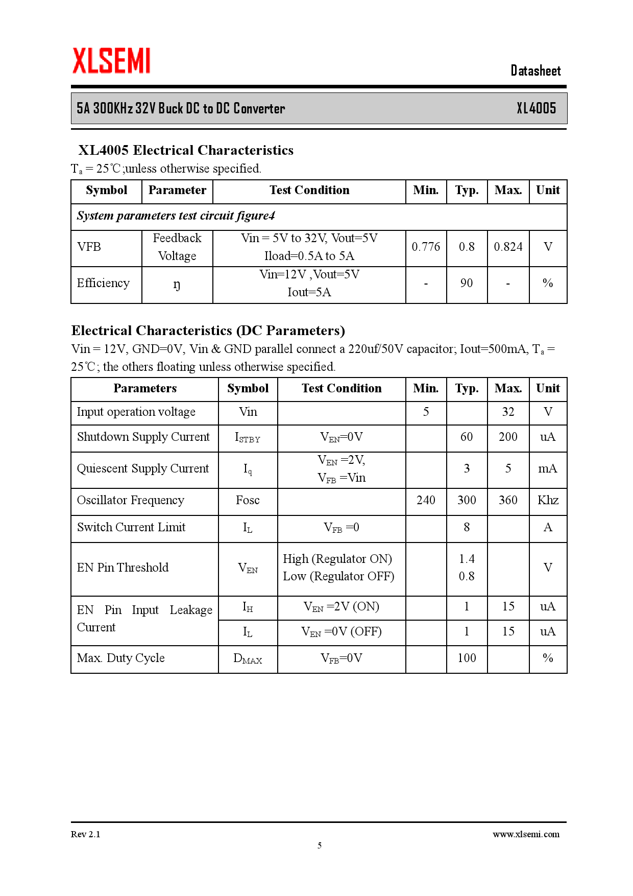 XL4005E1_（XLSEMI(芯龙)）XL4005E1中文资料_价格_PDF手册-立创电子商城
