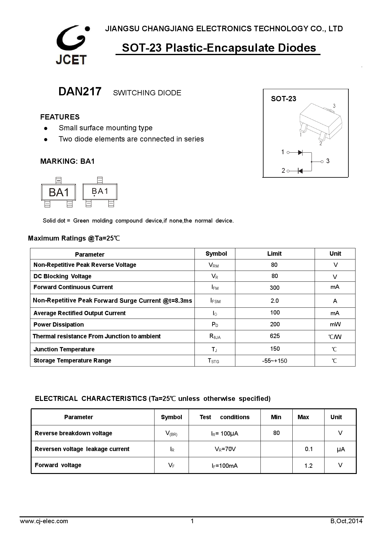 DAN217_（CJ(江苏长电/长晶)）DAN217中文资料_价格_PDF手册-立创电子商城