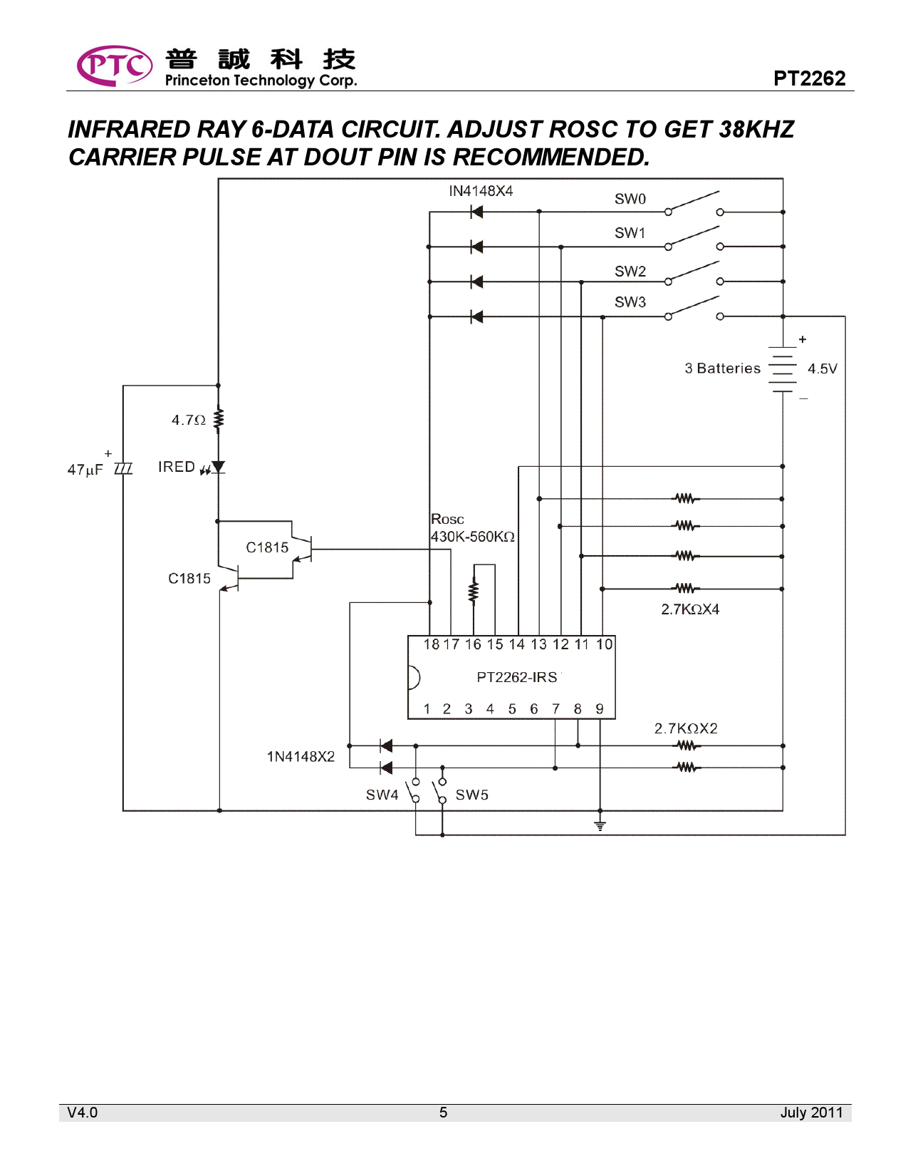PT2262_（PTC(普诚)）PT2262中文资料_价格_PDF手册-立创电子商城