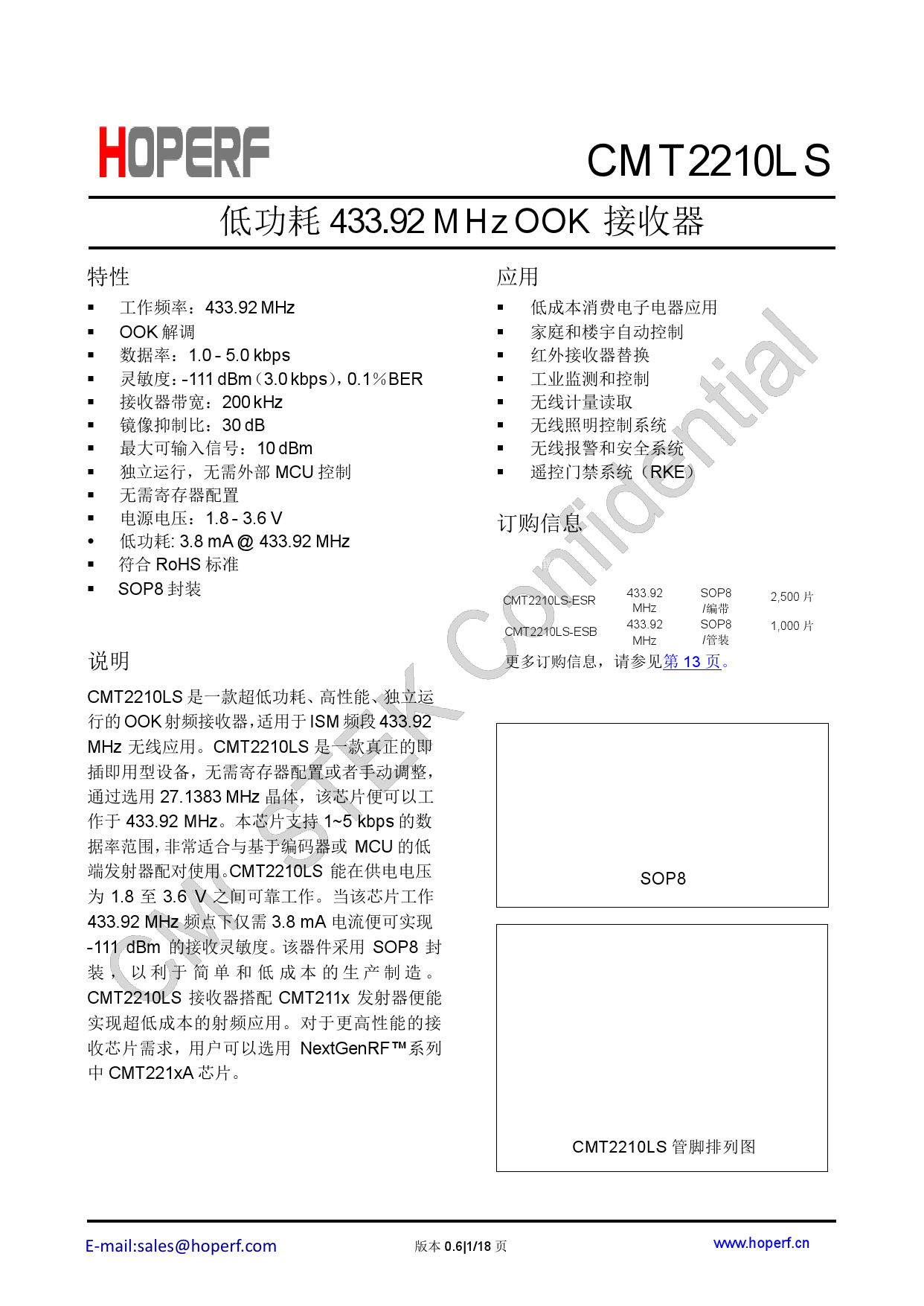 CMT2210LS-ESR_（HOPERF(华普微电子)）CMT2210LS-ESR中文资料_价格_PDF手册-立创电子商城