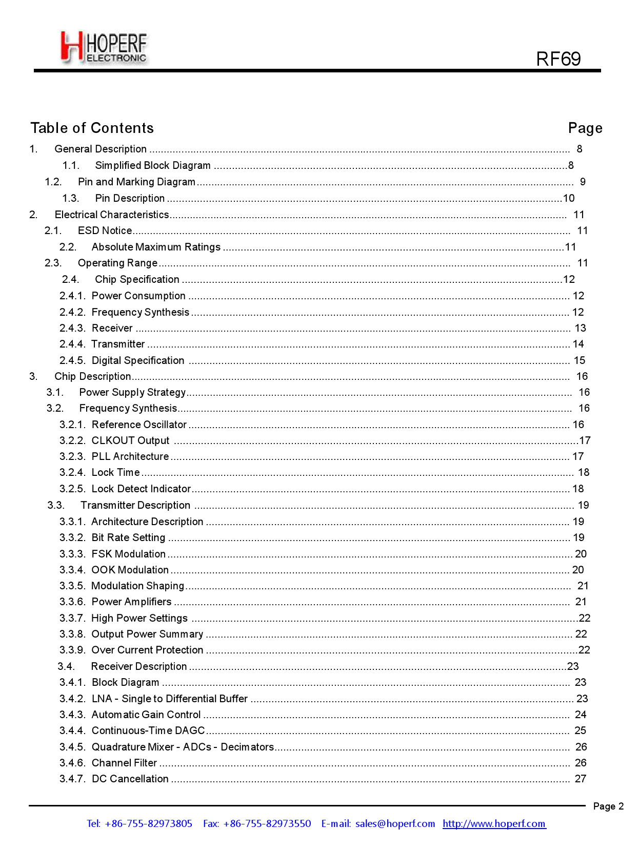 RF69_（HOPERF(华普微电子)）RF69中文资料_价格_PDF手册-立创电子商城