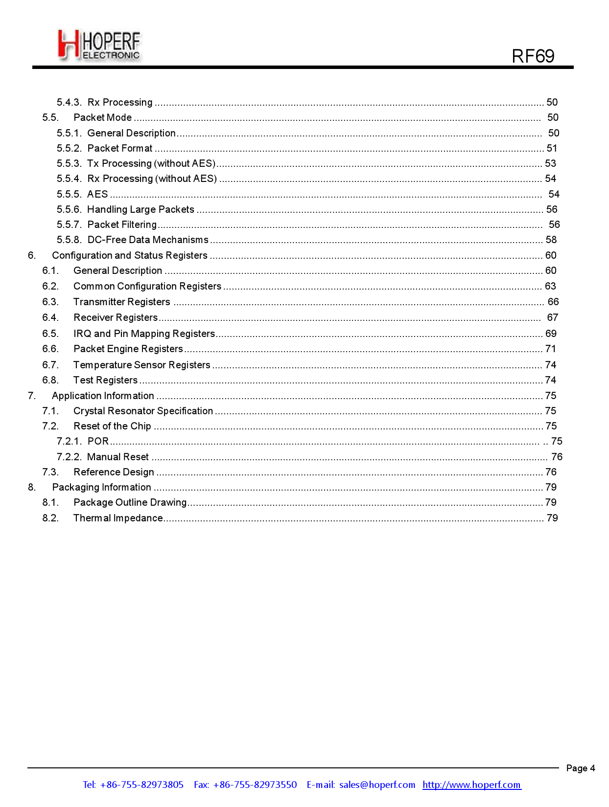 RF69_（HOPERF(华普微电子)）RF69中文资料_价格_PDF手册-立创电子商城