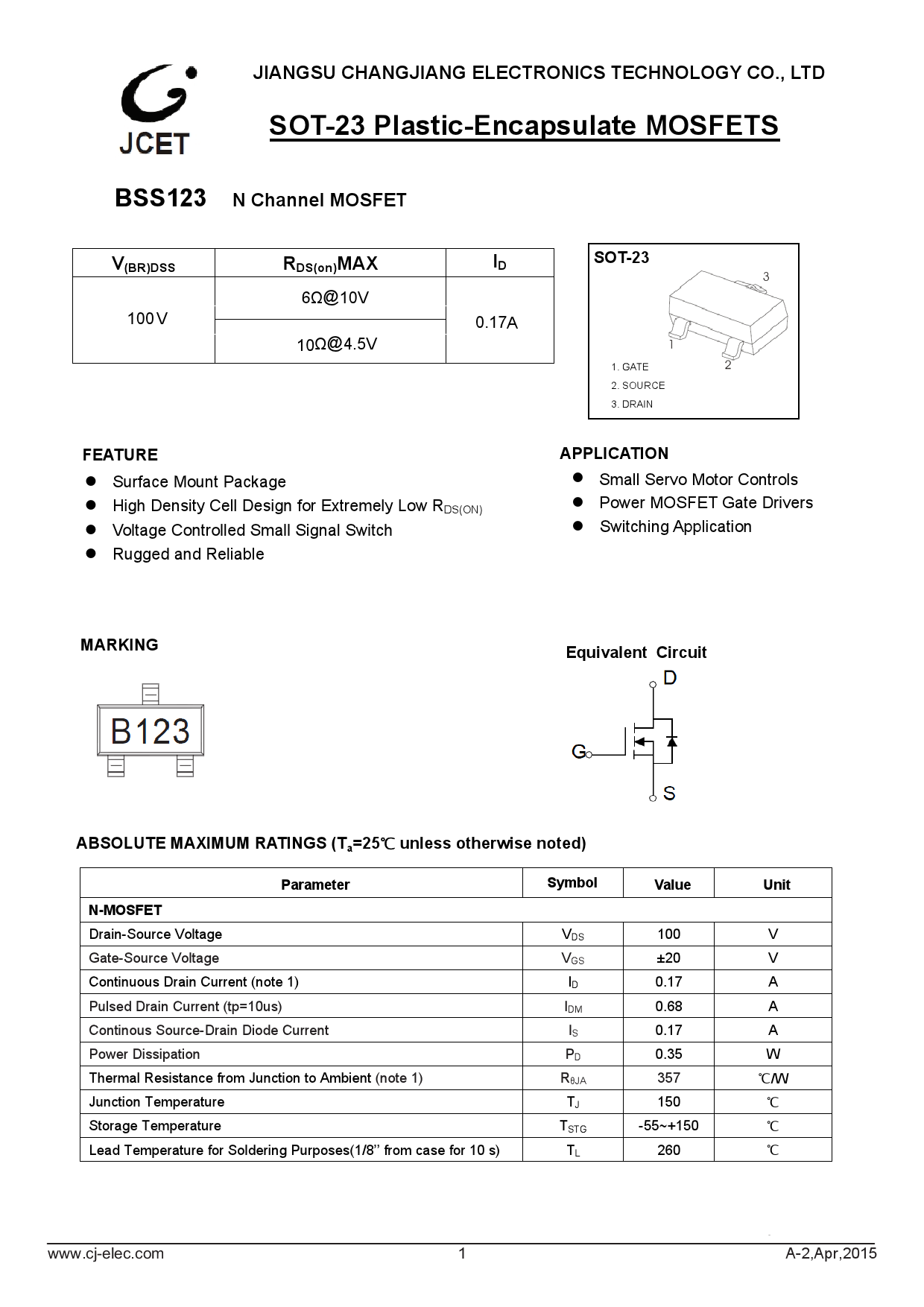 BSS123_（CJ(江苏长电/长晶)）BSS123中文资料_价格_PDF手册-立创电子商城
