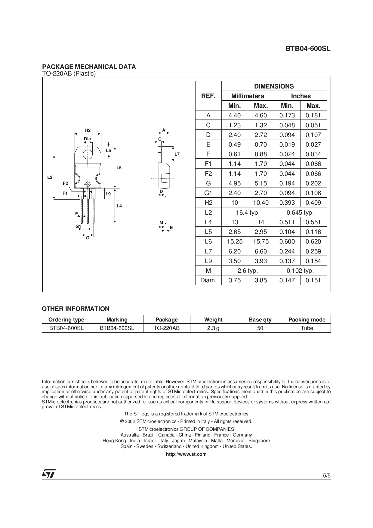 BTB04-600SL_（ST(意法半导体)）BTB04-600SL中文资料_价格_PDF手册-立创电子商城
