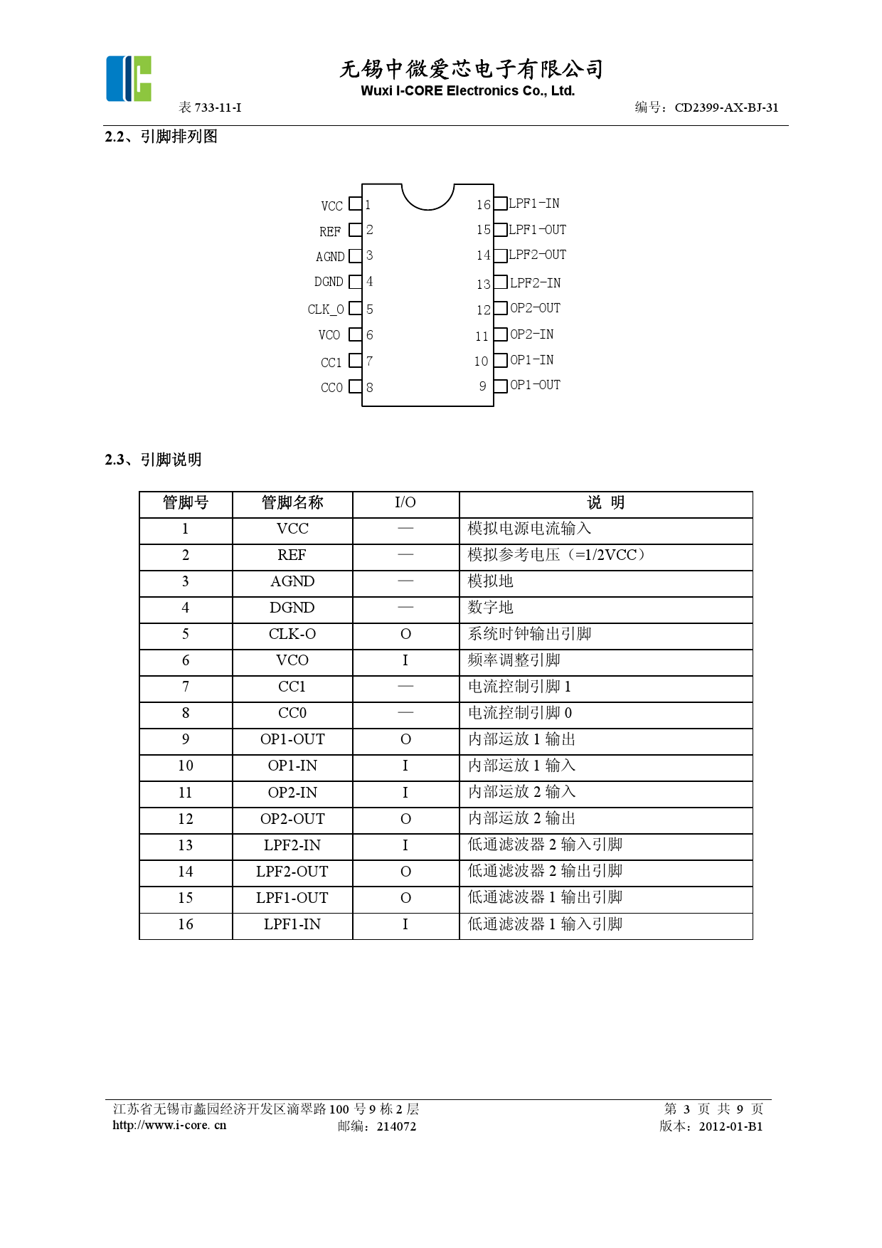 CD2399_（无锡中微）CD2399中文资料_价格_PDF手册-立创电子商城