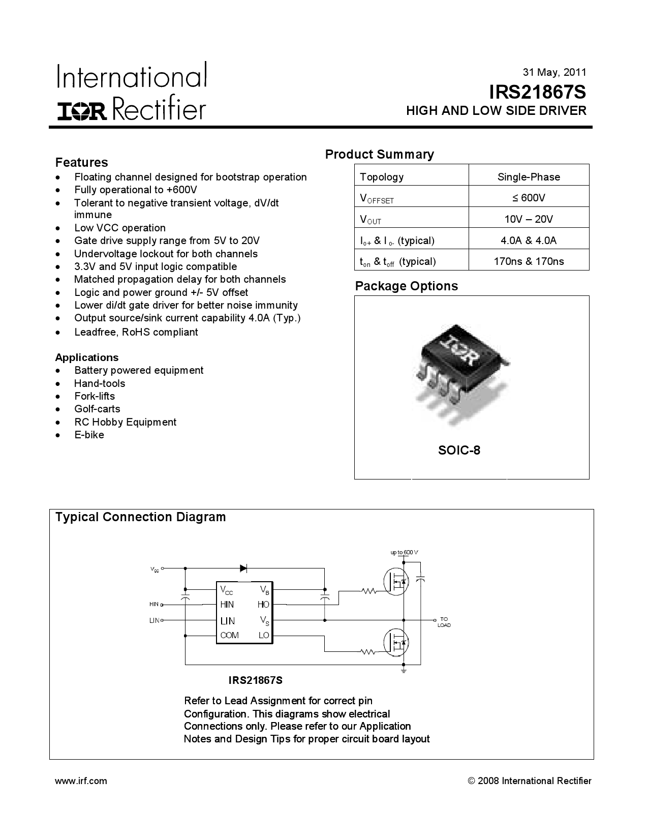IRS21867STRPBF_（Infineon(英飞凌)）IRS21867STRPBF中文资料_价格_PDF手册-立创电子商城