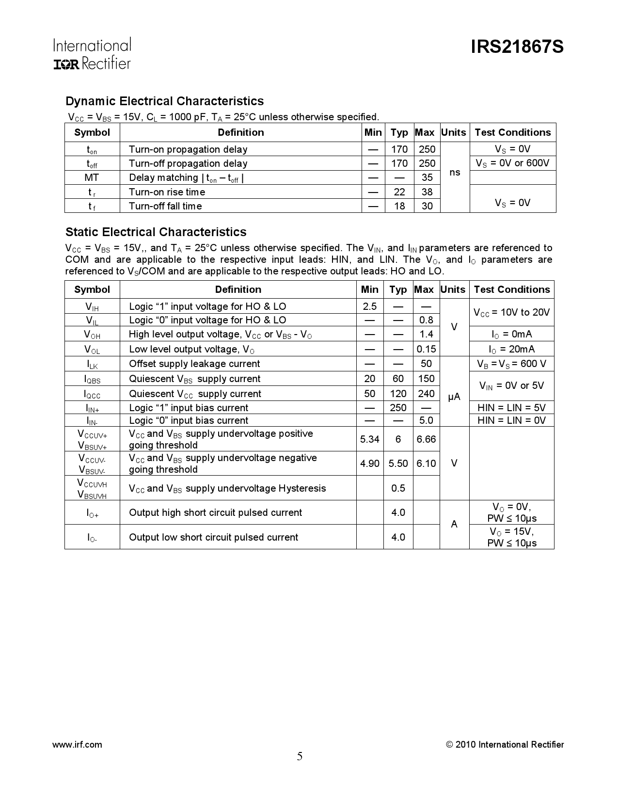 IRS21867STRPBF_（Infineon(英飞凌)）IRS21867STRPBF中文资料_价格_PDF手册-立创电子商城