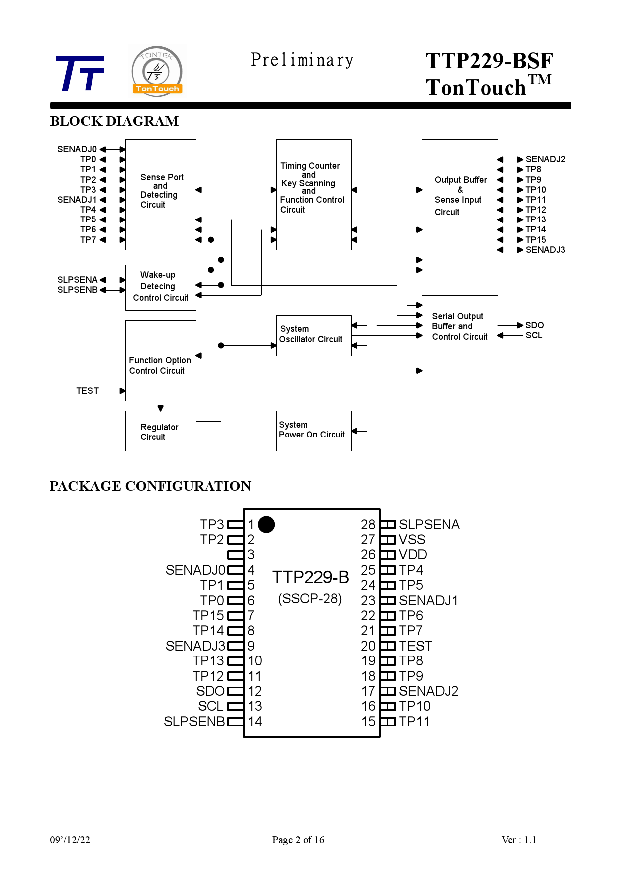 TTP229-BSF-16_（TONTEK(通泰)）TTP229-BSF-16中文资料_价格_PDF手册-立创电子商城