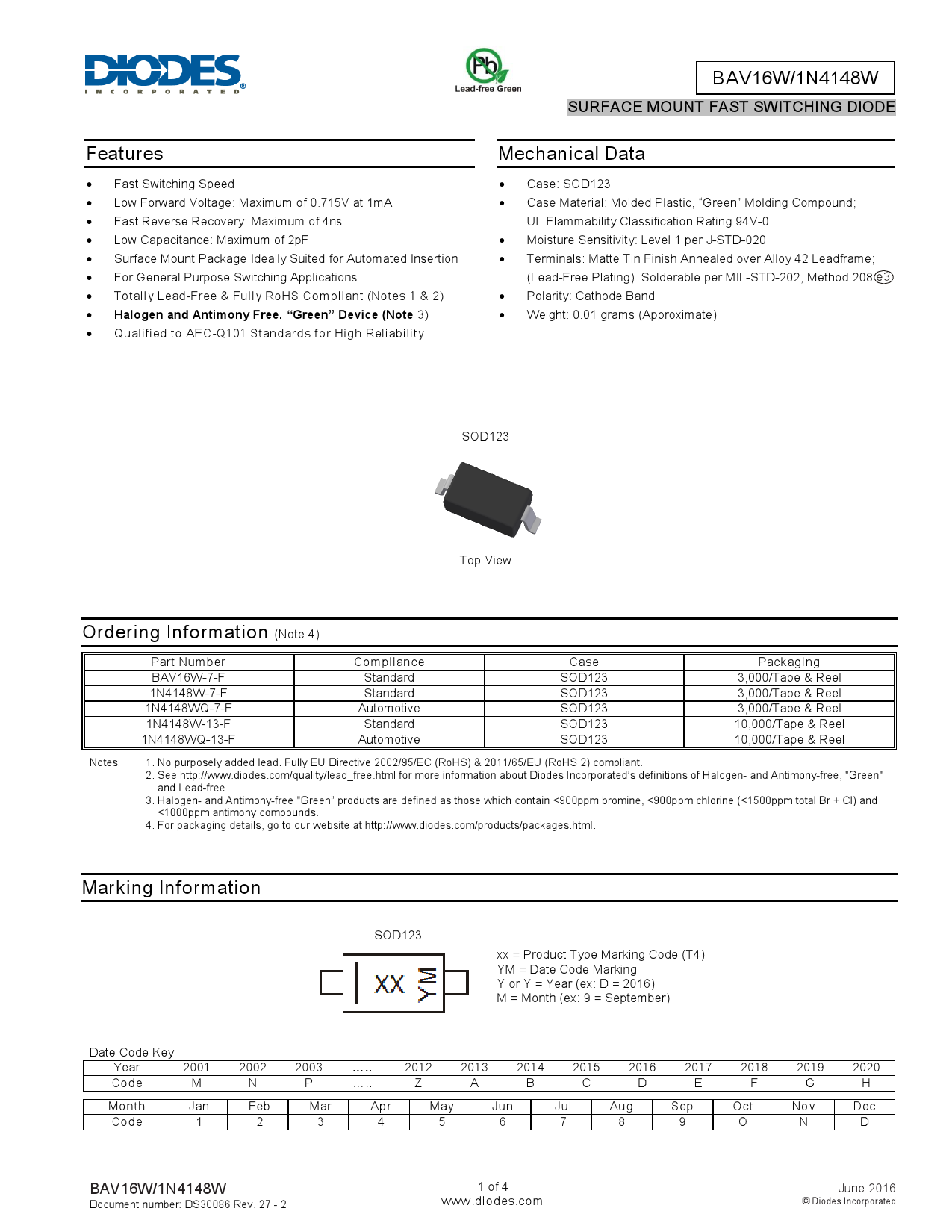 1N4148W-7-F_（DIODES(美台)）1N4148W-7-F中文资料_价格_PDF手册-立创电子商城