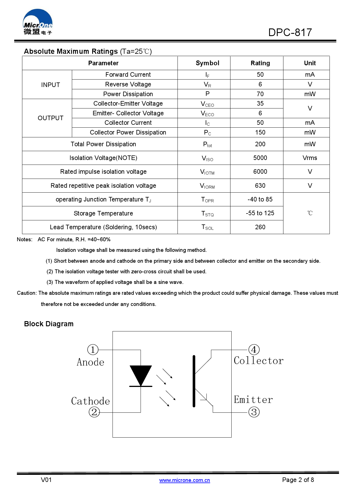 DPC-817C_（MICRONE(南京微盟)）DPC-817C中文资料_价格_PDF手册-立创电子商城
