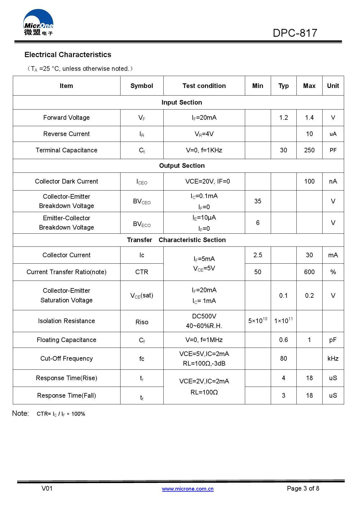 DPC-817C_（MICRONE(南京微盟)）DPC-817C中文资料_价格_PDF手册-立创电子商城