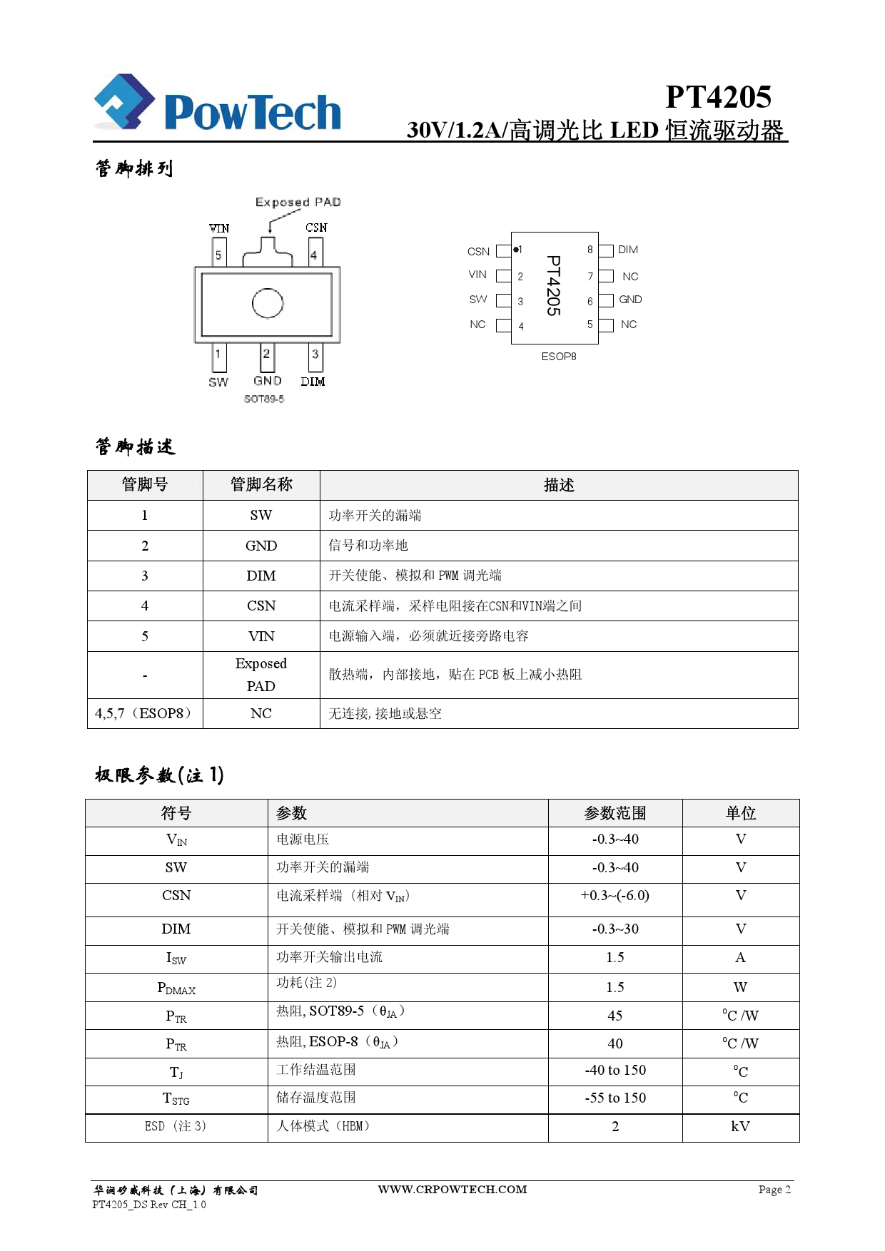 PT4205_（PowTech(华润矽威)）PT4205中文资料_价格_PDF手册-立创电子商城