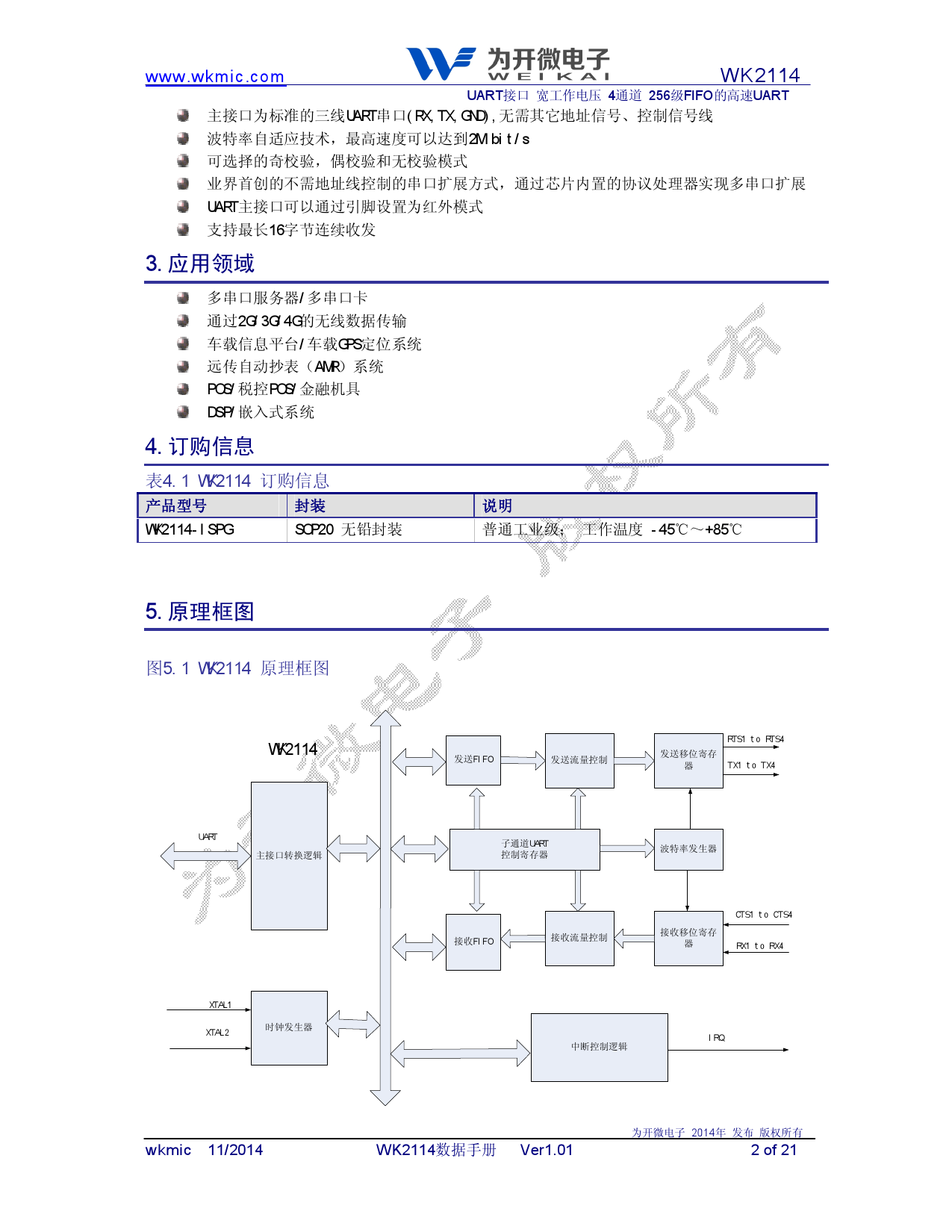 WK2114-ISPG_（成都为开）WK2114-ISPG中文资料_价格_PDF手册-立创电子商城