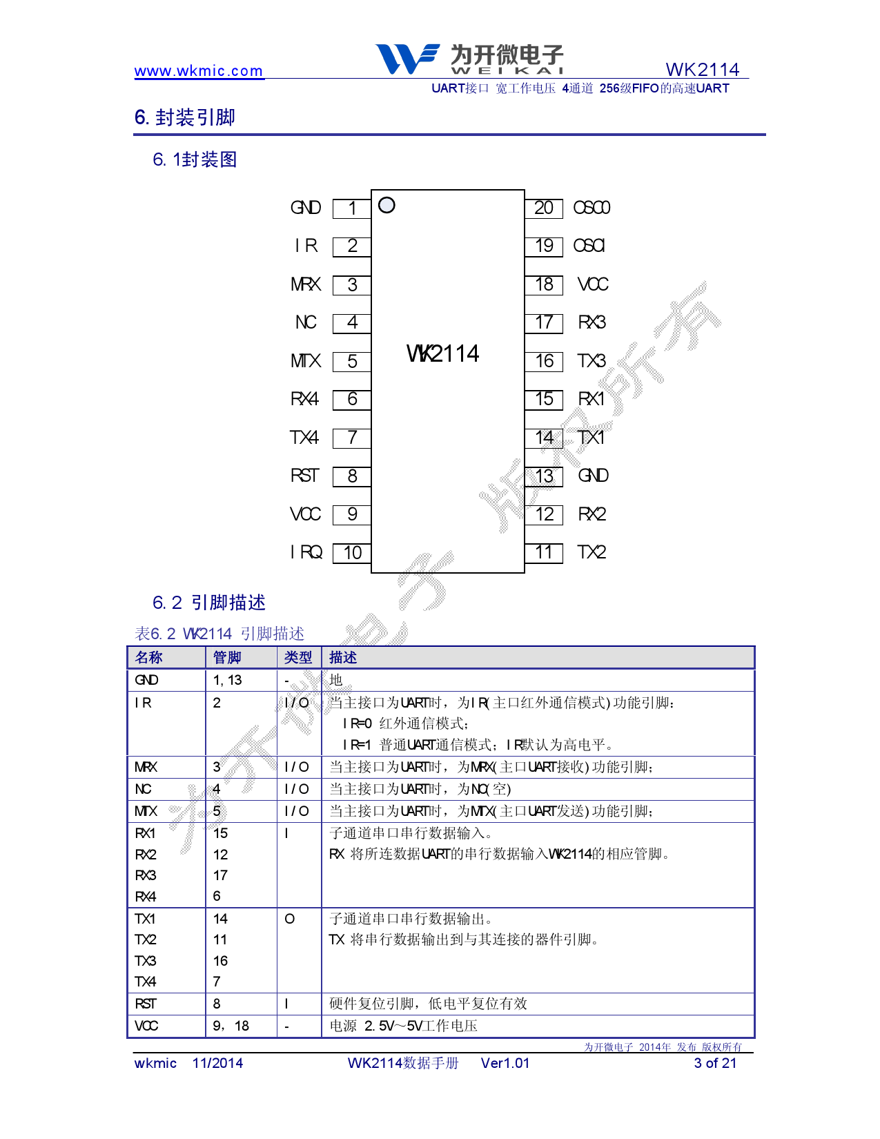 WK2114-ISPG_（成都为开）WK2114-ISPG中文资料_价格_PDF手册-立创电子商城