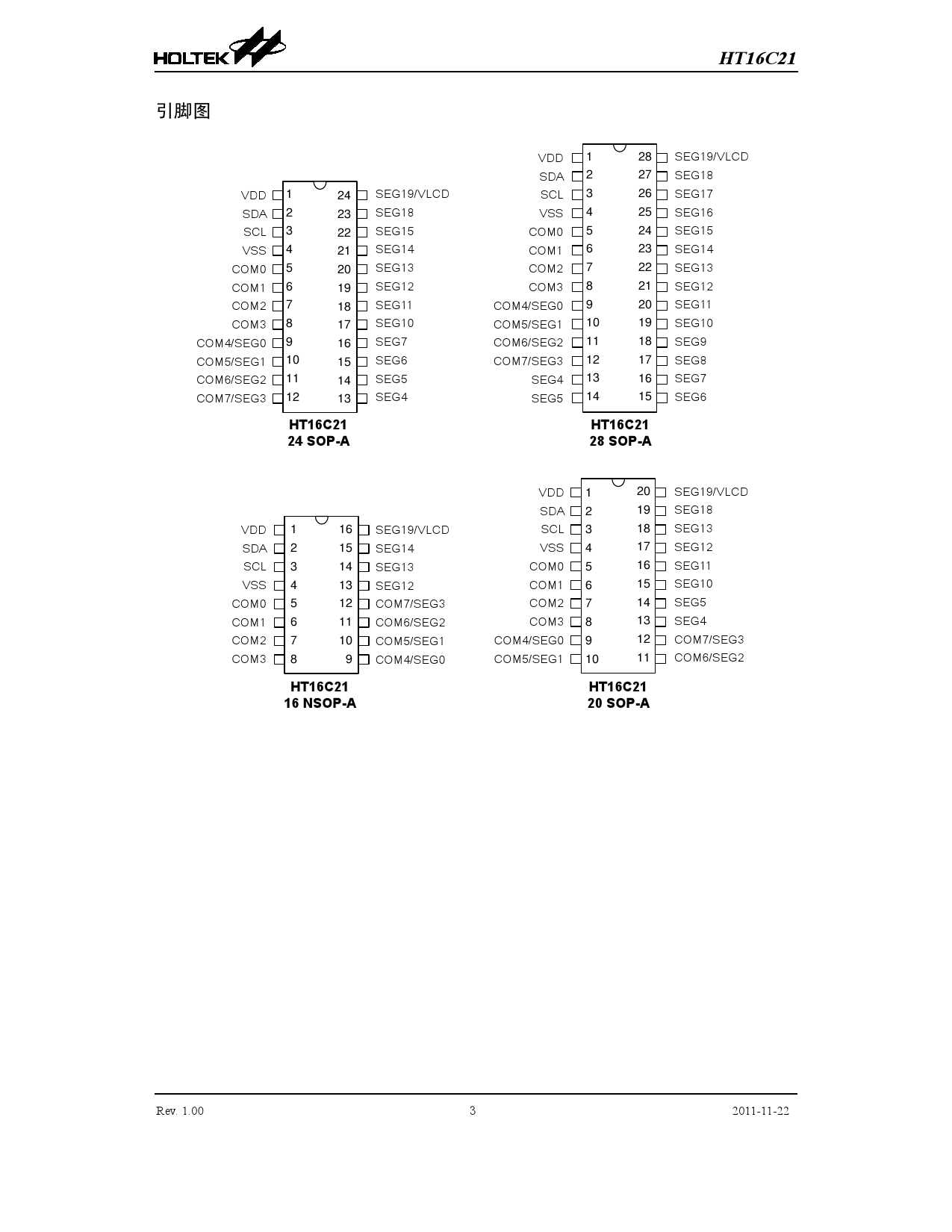 HT16C21_（HOLTEK(台湾合泰/盛群)）HT16C21中文资料_价格_PDF手册-立创电子商城