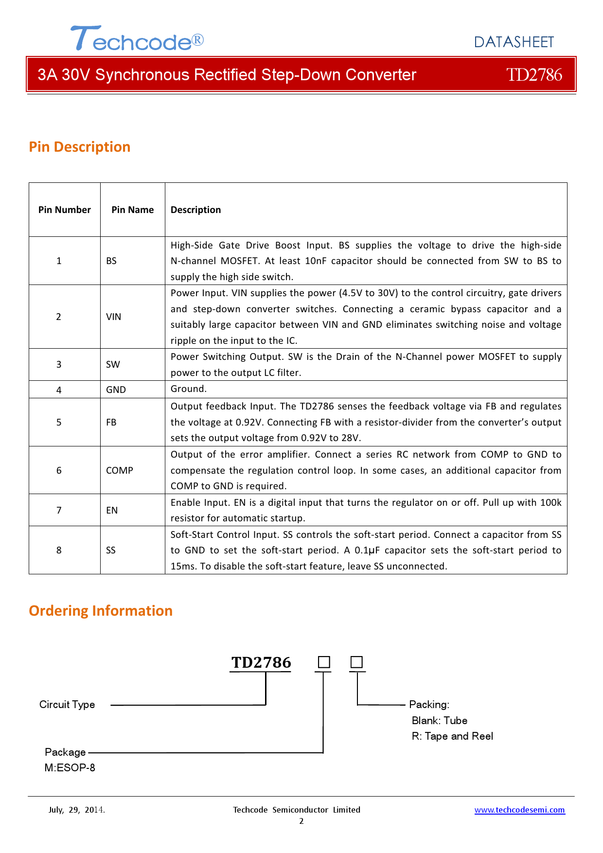 TD2786MR_（Techcode(泰德)）TD2786MR中文资料_价格_PDF手册-立创电子商城