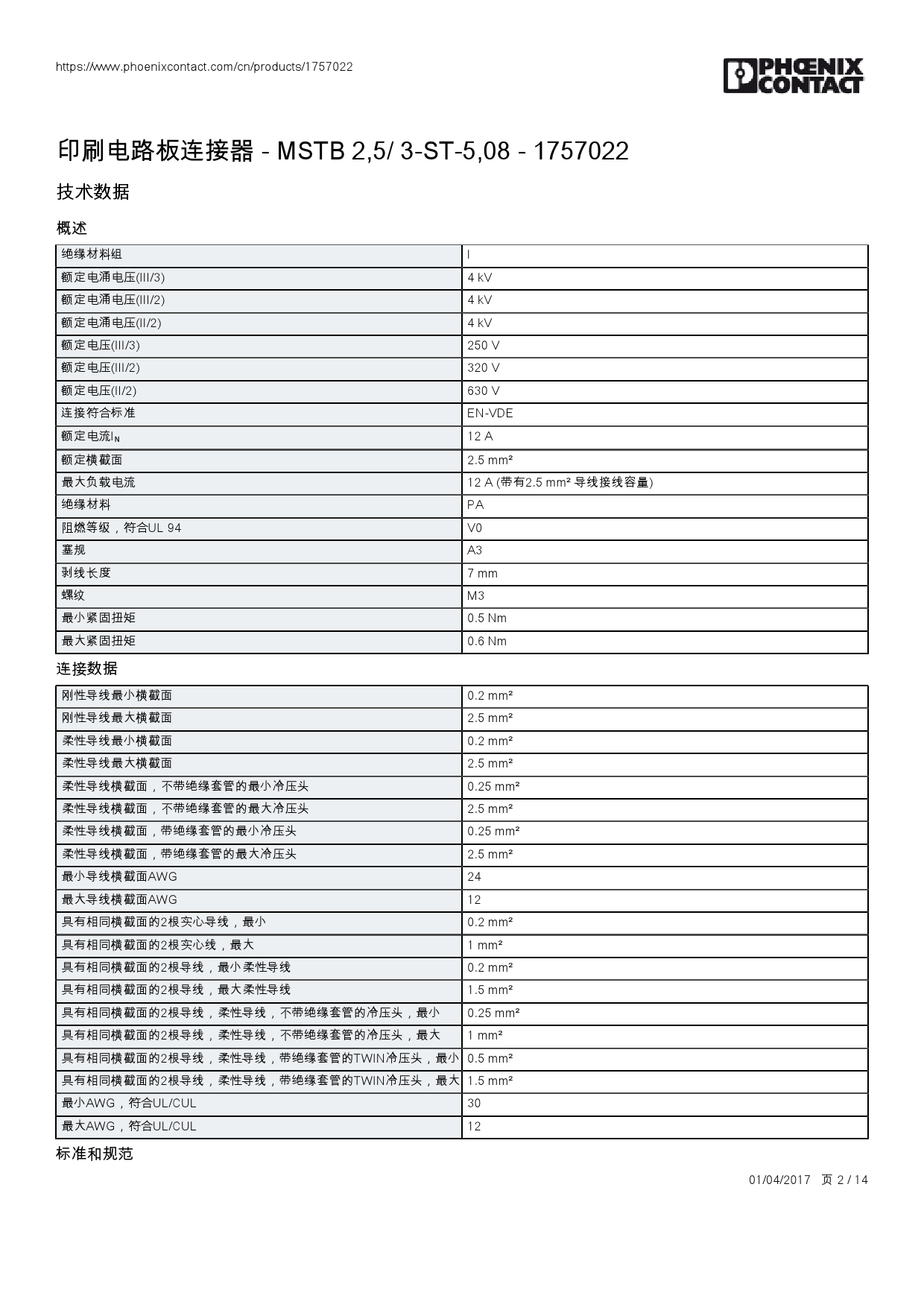 1757022_（Phoenix Contact(菲尼克斯)）1757022中文资料_价格_PDF手册-立创电子商城