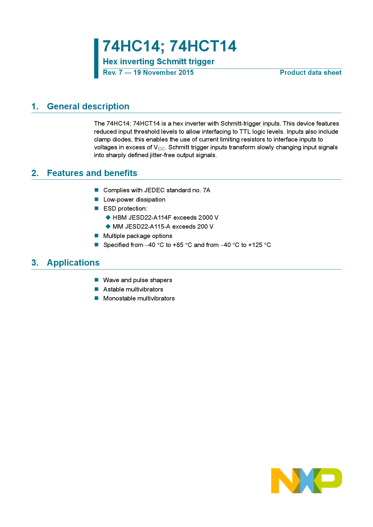 74HC14D,653_（Nexperia(安世)）74HC14D,653中文资料_价格_PDF手册-立创电子商城