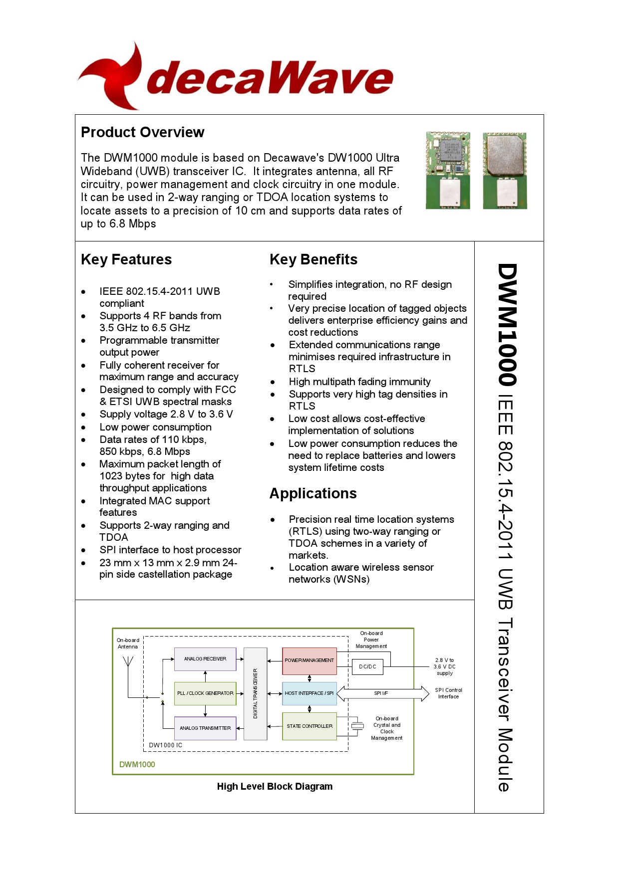 DWM1000_（decaWave）DWM1000中文资料_价格_PDF手册-立创电子商城