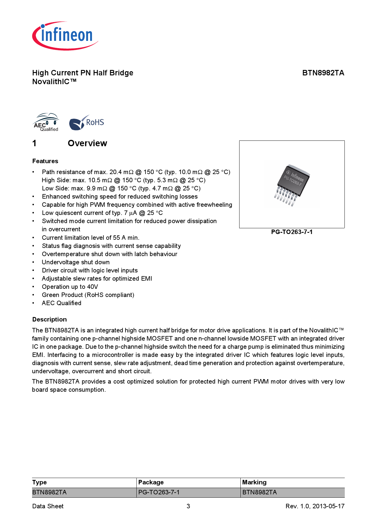 BTN8982TA_（Infineon(英飞凌)）BTN8982TA中文资料_价格_PDF手册-立创电子商城