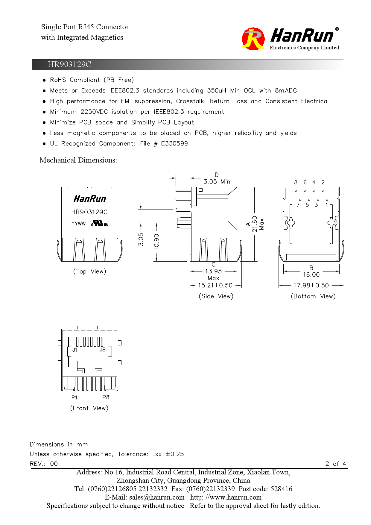 HR903129C_（HANRUN(汉仁)）HR903129C中文资料_价格_PDF手册-立创电子商城