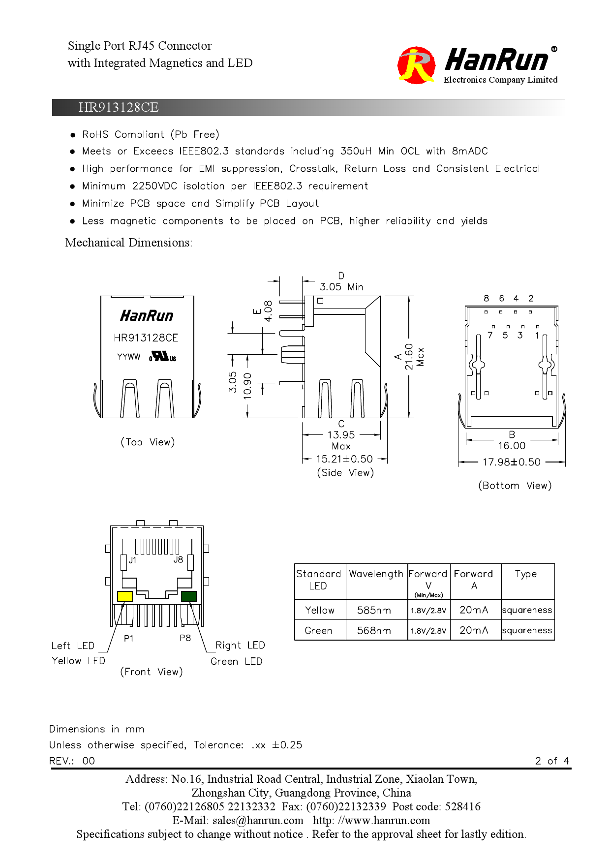 HR913128CE_（HANRUN(汉仁)）HR913128CE中文资料_价格_PDF手册-立创电子商城