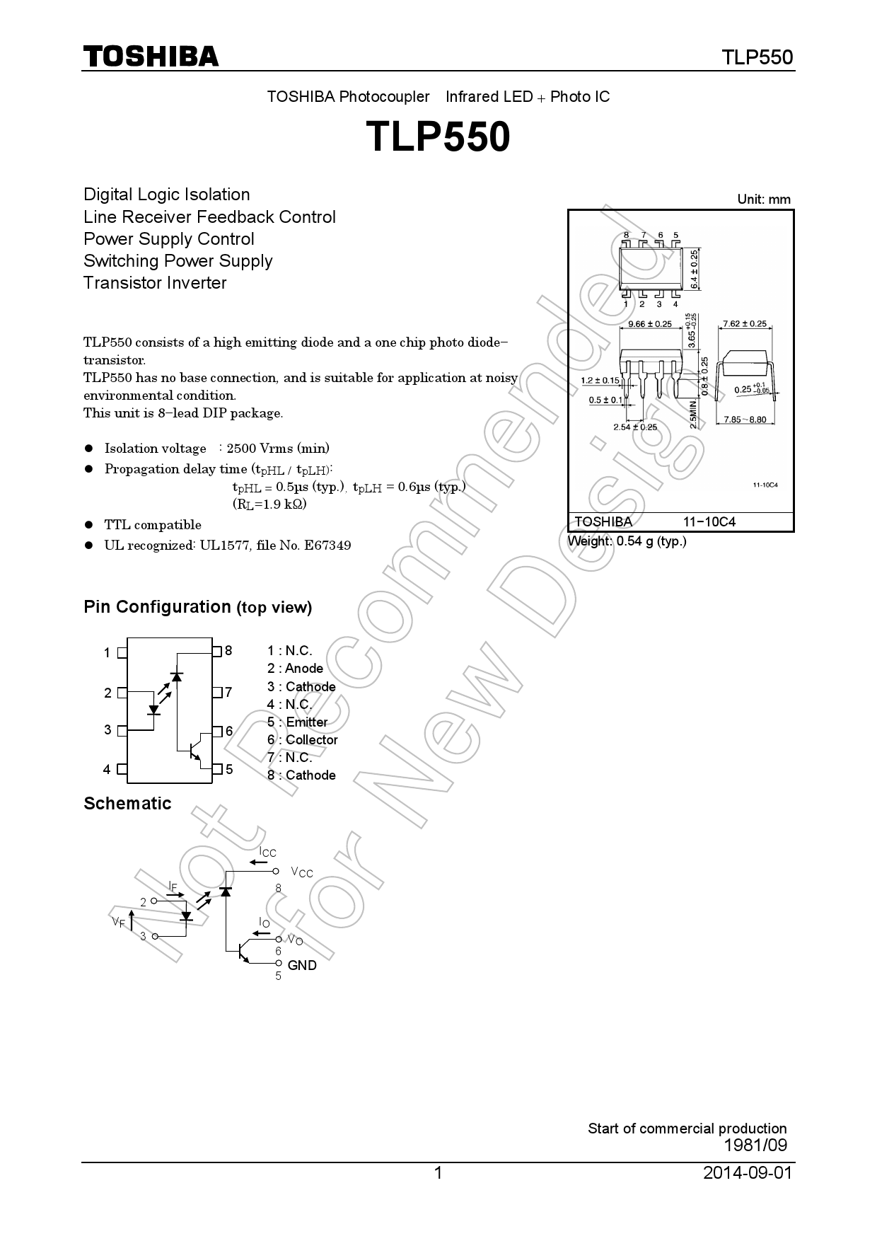 TLP550(F_（TOSHIBA(东芝)）TLP550(F中文资料_价格_PDF手册-立创电子商城