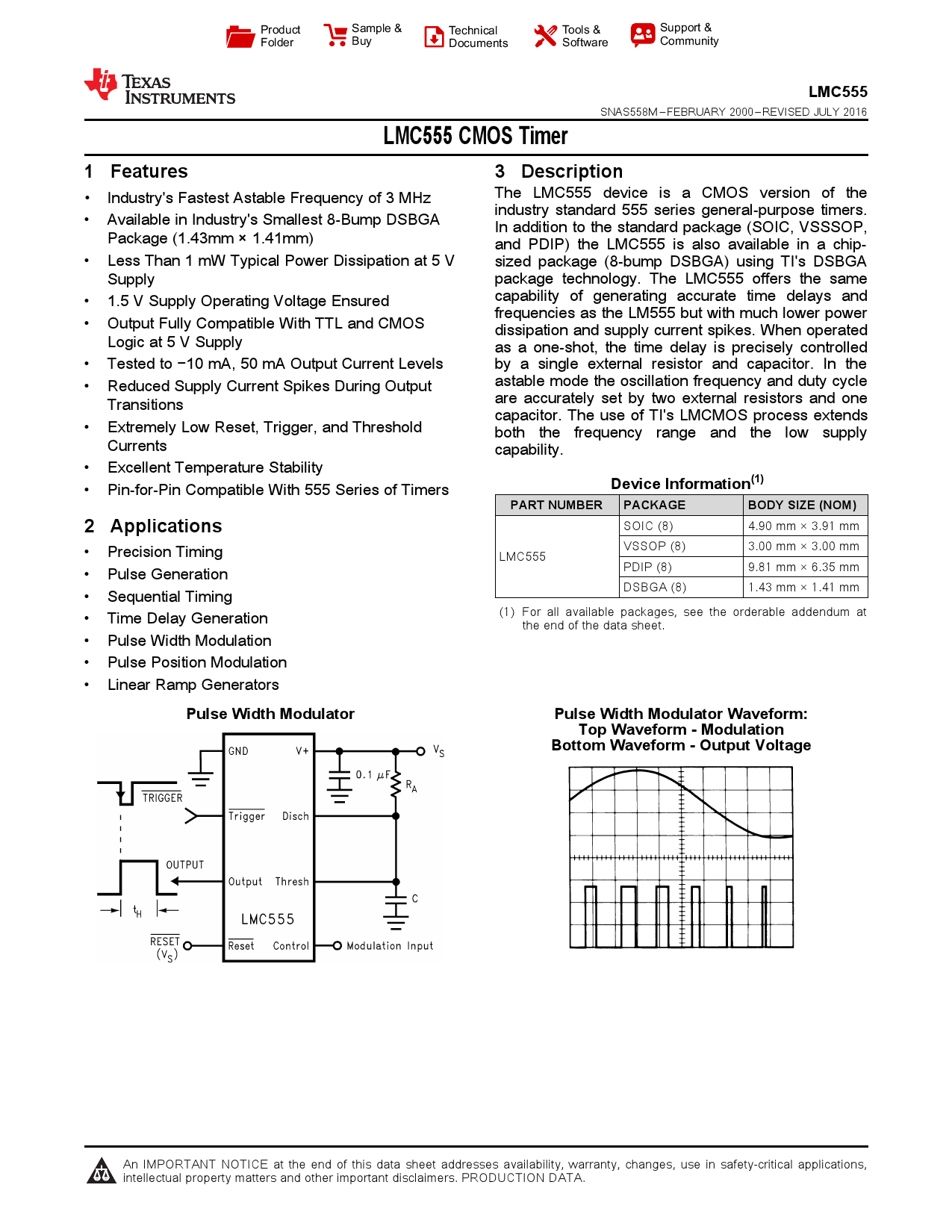LMC555CMX/NOPB_（TI(德州仪器)）LMC555CMX/NOPB中文资料_价格_PDF手册-立创电子商城