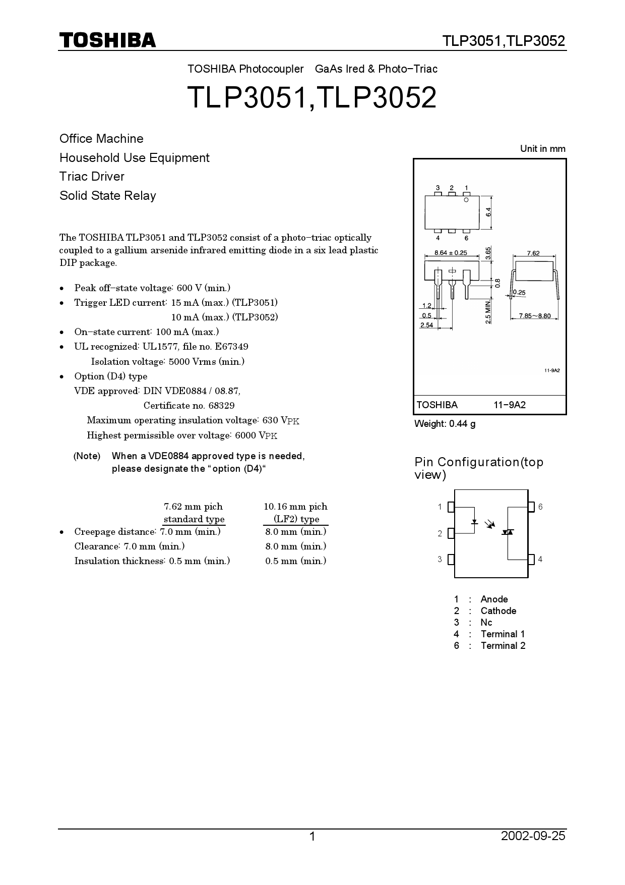 TLP3052(S,C,F)_（TOSHIBA(东芝)）TLP3052(S,C,F)中文资料_价格_PDF手册-立创电子商城