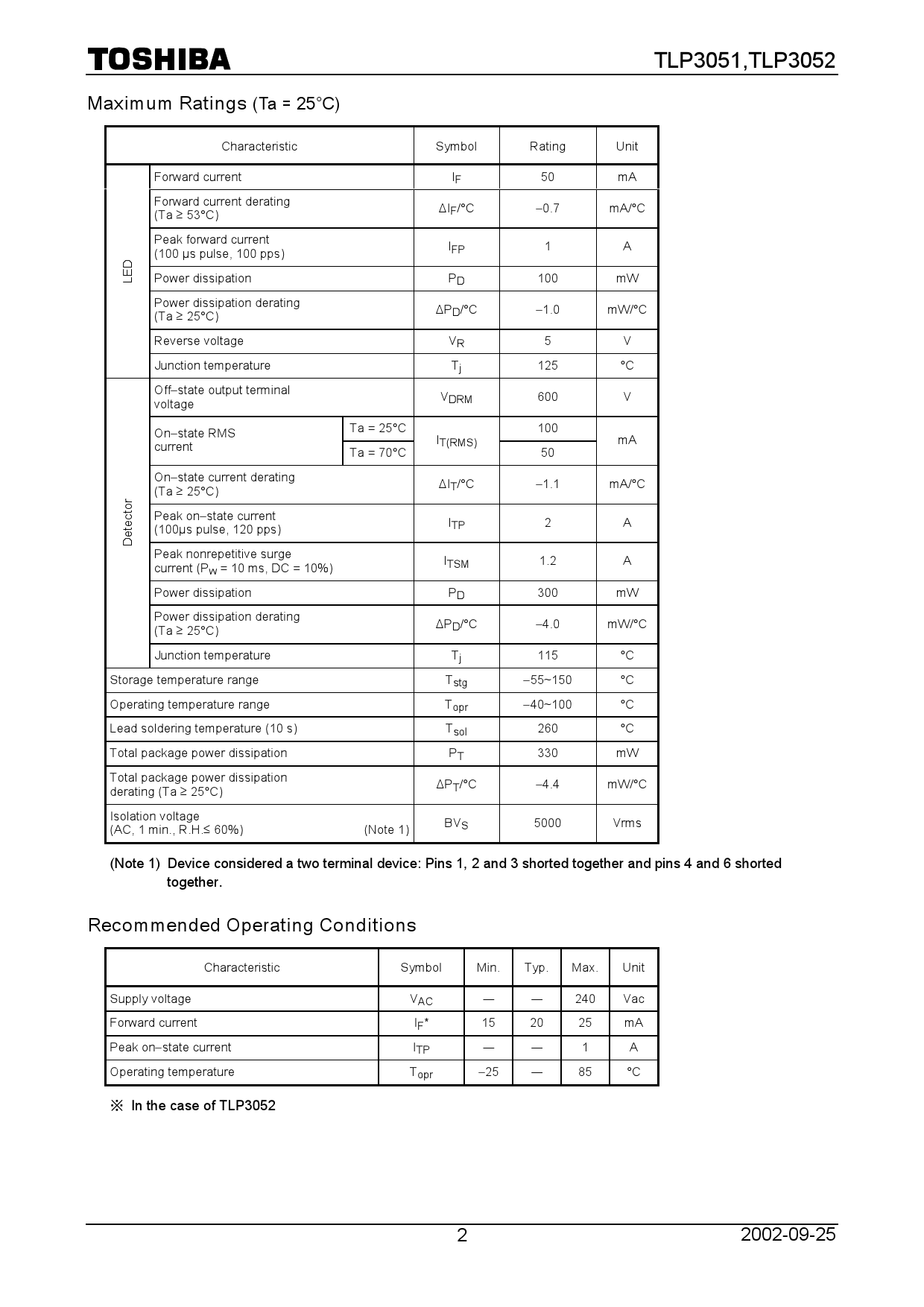 TLP3052(S,C,F)_（TOSHIBA(东芝)）TLP3052(S,C,F)中文资料_价格_PDF手册-立创电子商城