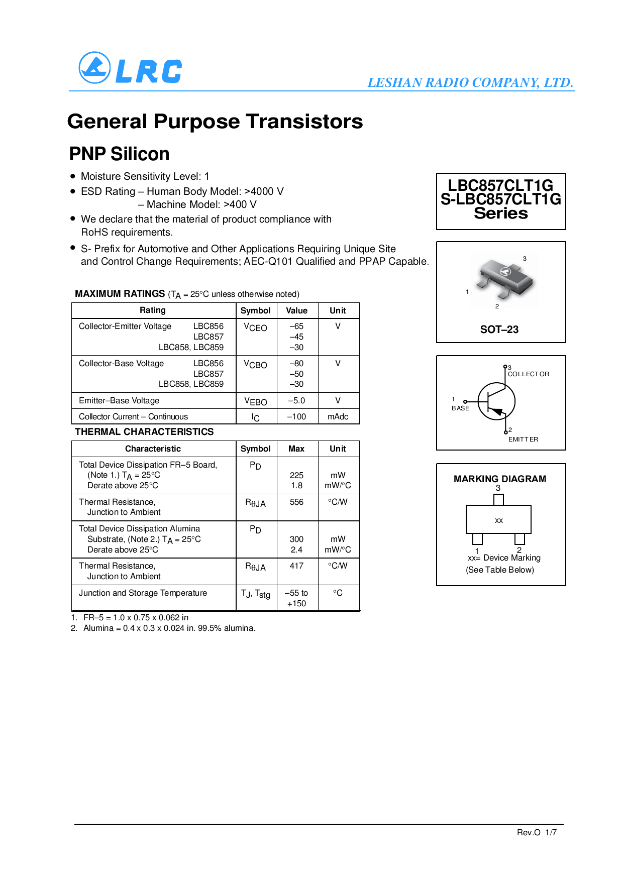 LBC856BLT1G_（LRC(乐山无线电)）LBC856BLT1G中文资料_价格_PDF手册-立创电子商城