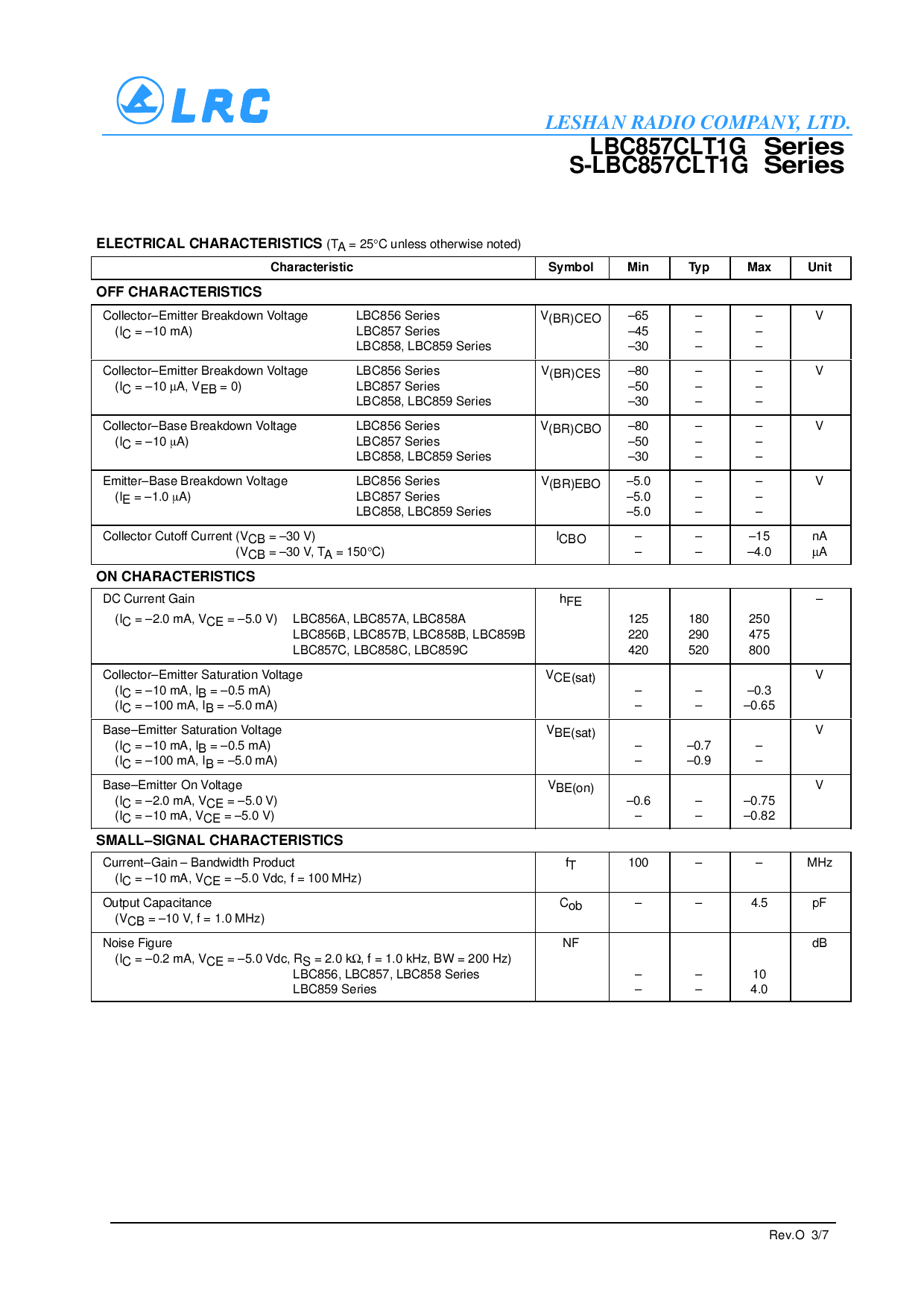 LBC856BLT1G_（LRC(乐山无线电)）LBC856BLT1G中文资料_价格_PDF手册-立创电子商城