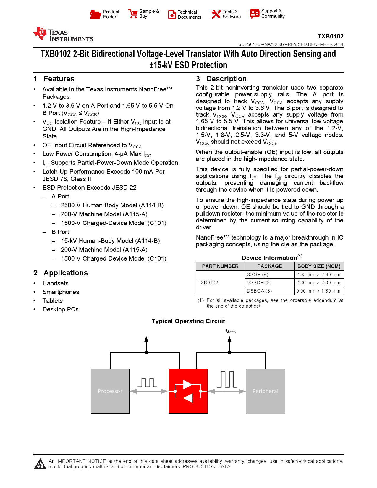 TXB0102DCUR_（TI(德州仪器)）TXB0102DCUR中文资料_价格_PDF手册-立创电子商城