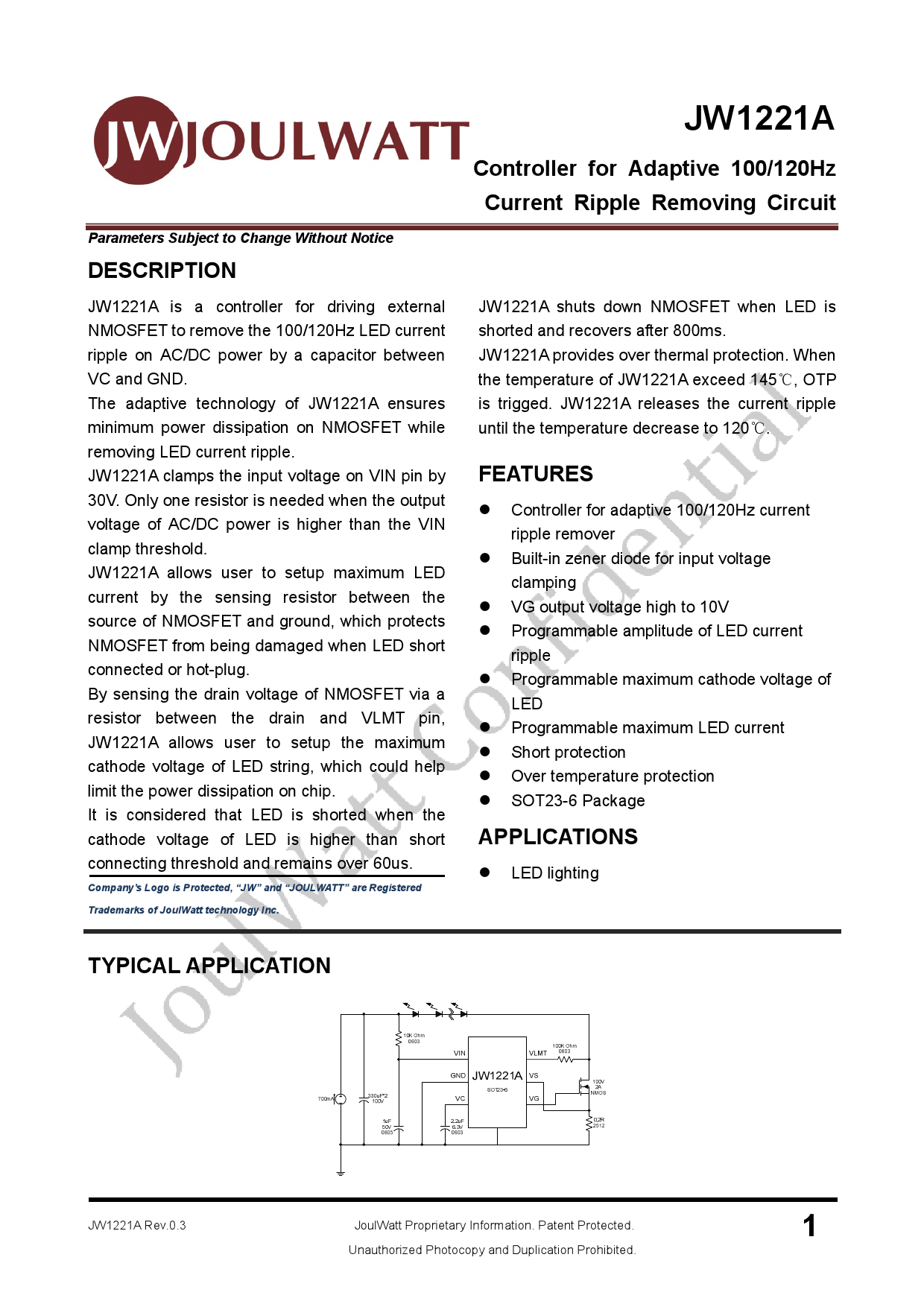 JW1221A_（Joulwatt(杰华特)）JW1221A中文资料_价格_PDF手册-立创电子商城
