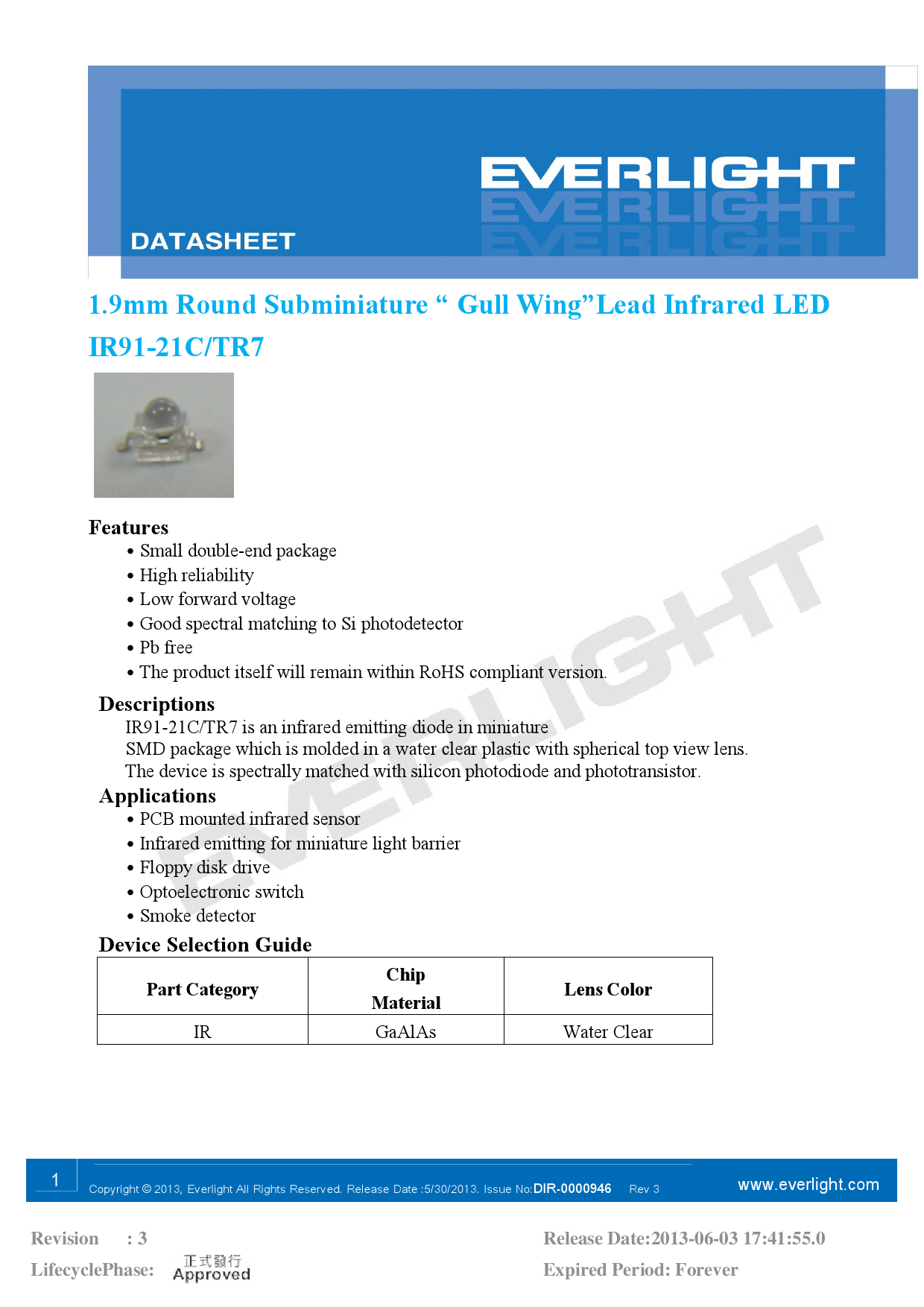IR91-21C/TR7_（EVERLIGHT(亿光)）IR91-21C/TR7中文资料_价格_PDF手册-立创电子商城
