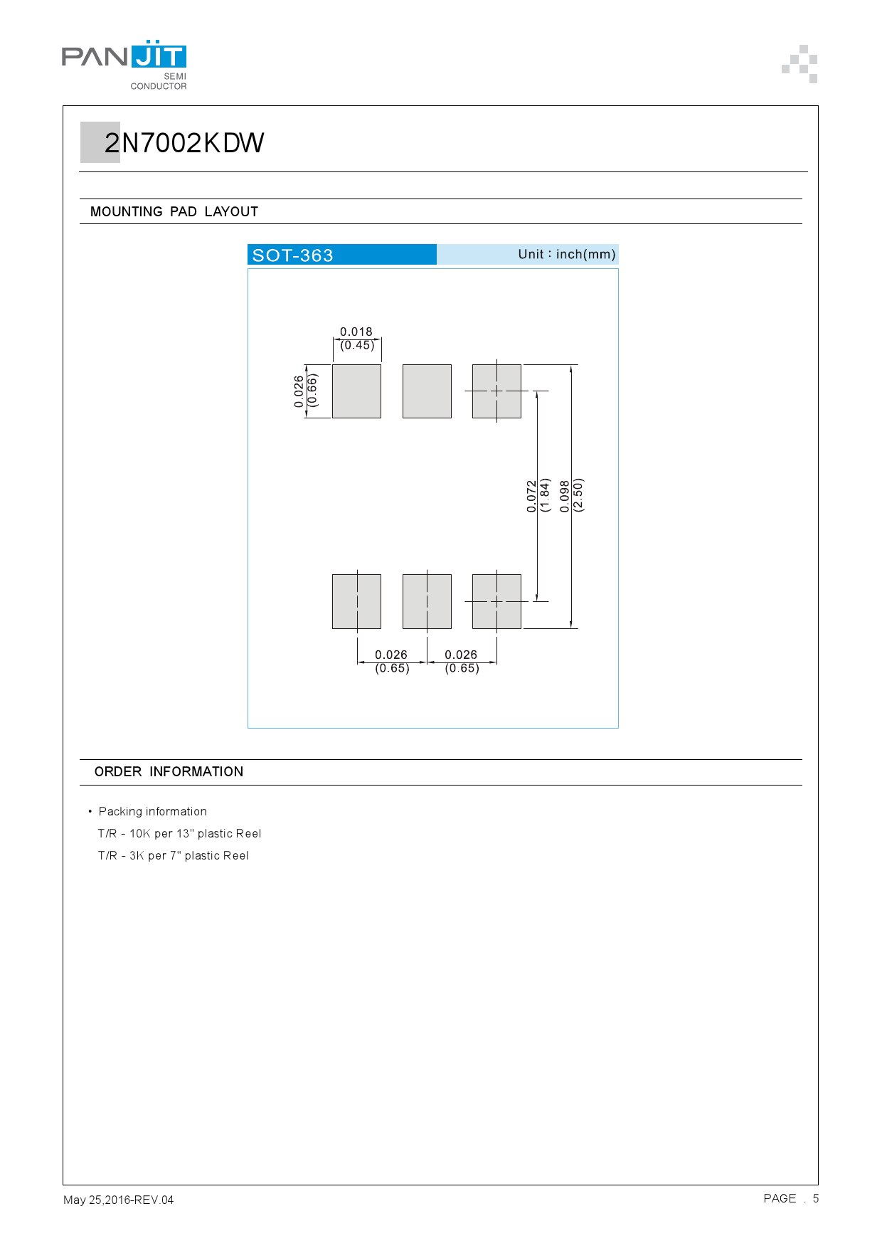 2N7002KDW_（PANJIT(强茂)）2N7002KDW中文资料_价格_PDF手册-立创电子商城