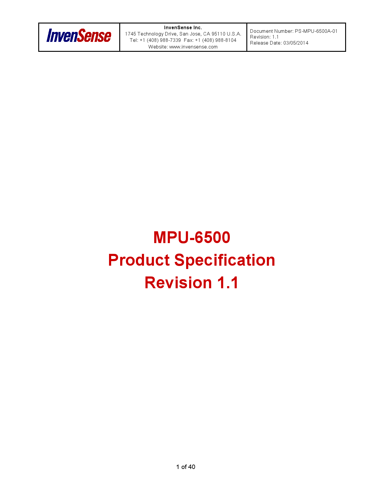 MPU6500_（TDK InvenSense(应美盛)）MPU6500中文资料_价格_PDF手册-立创电子商城